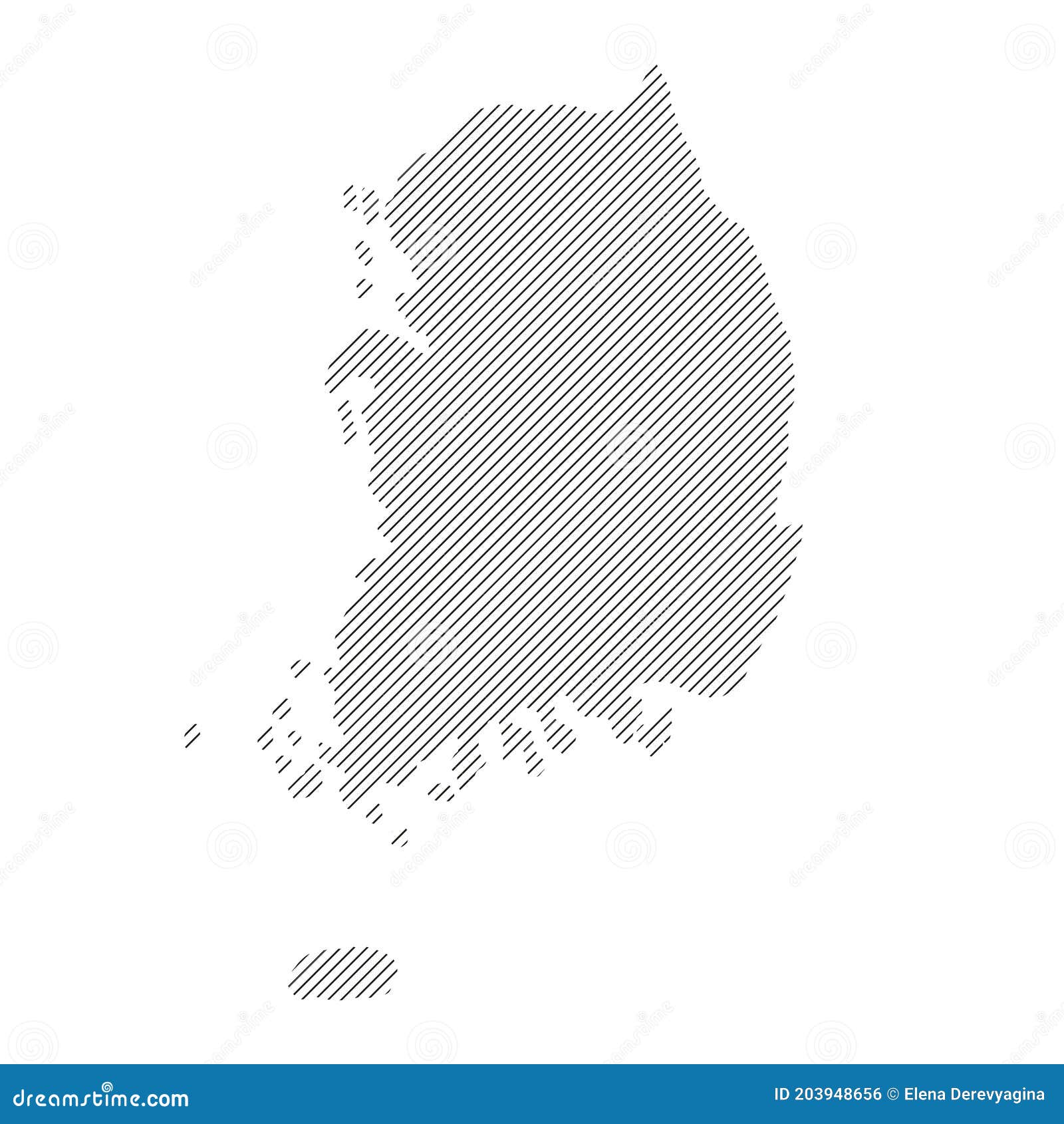 South Korea Map from Pattern of Black Slanted Parallel Lines. Vector ...
