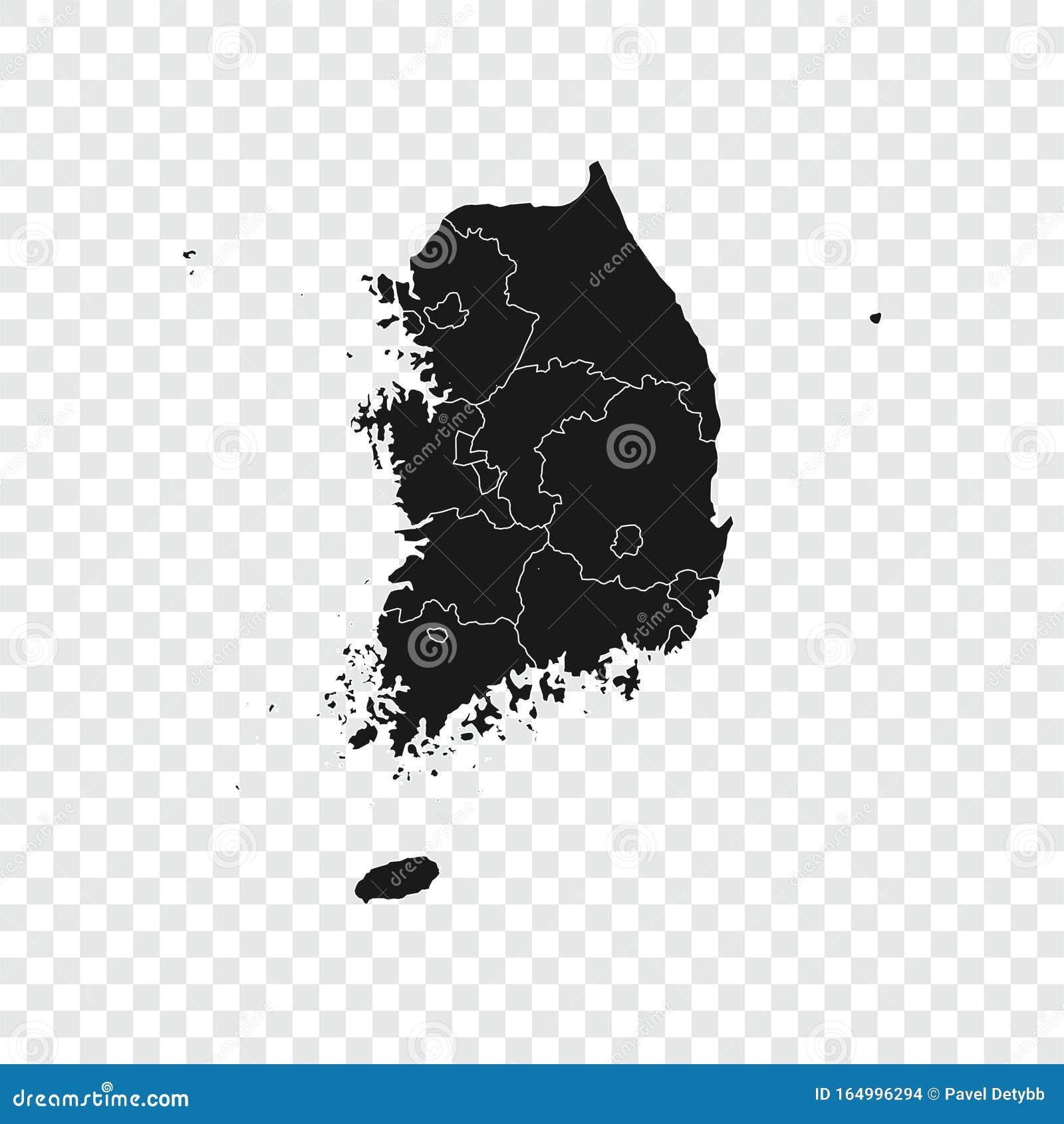South Korea Map on Transparent Background. Vector Illustration Stock ...