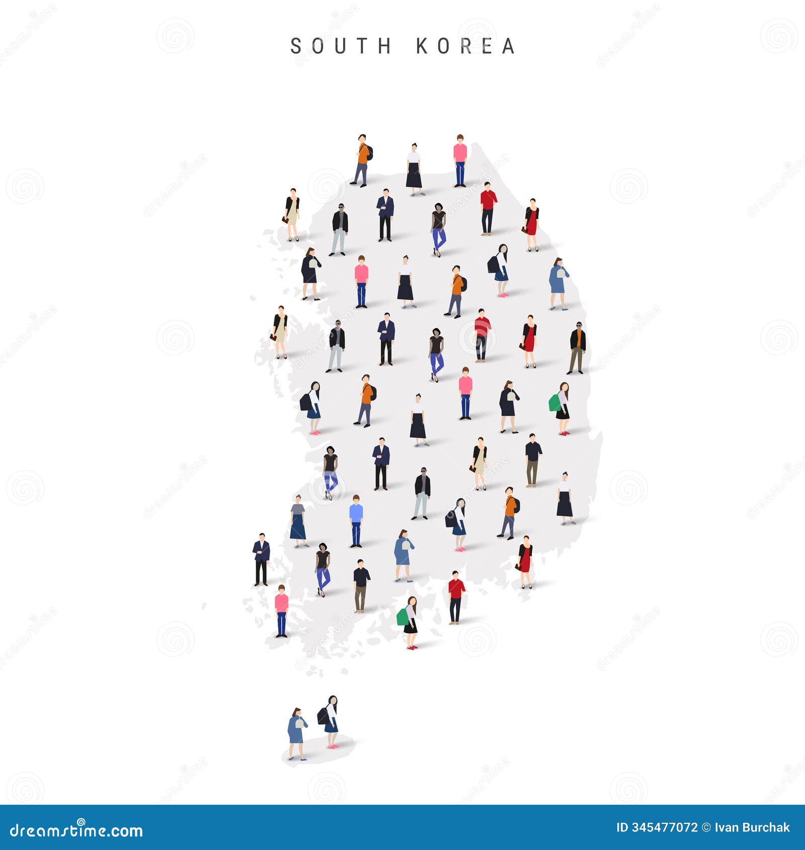South Korea Population Map. Large Group of People in a Shape of South ...