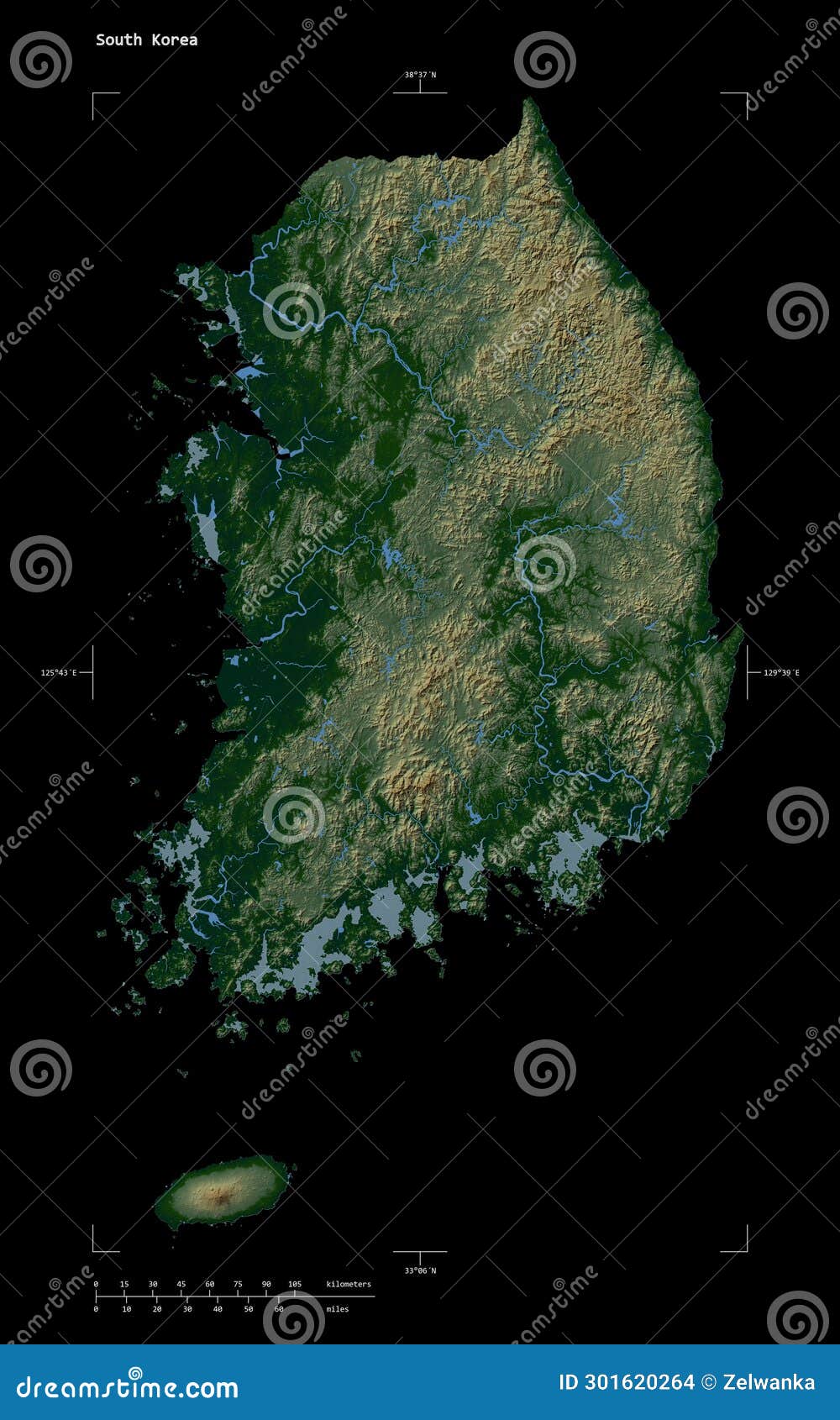 South Korea Shape on Black. Physical Stock Illustration - Illustration ...