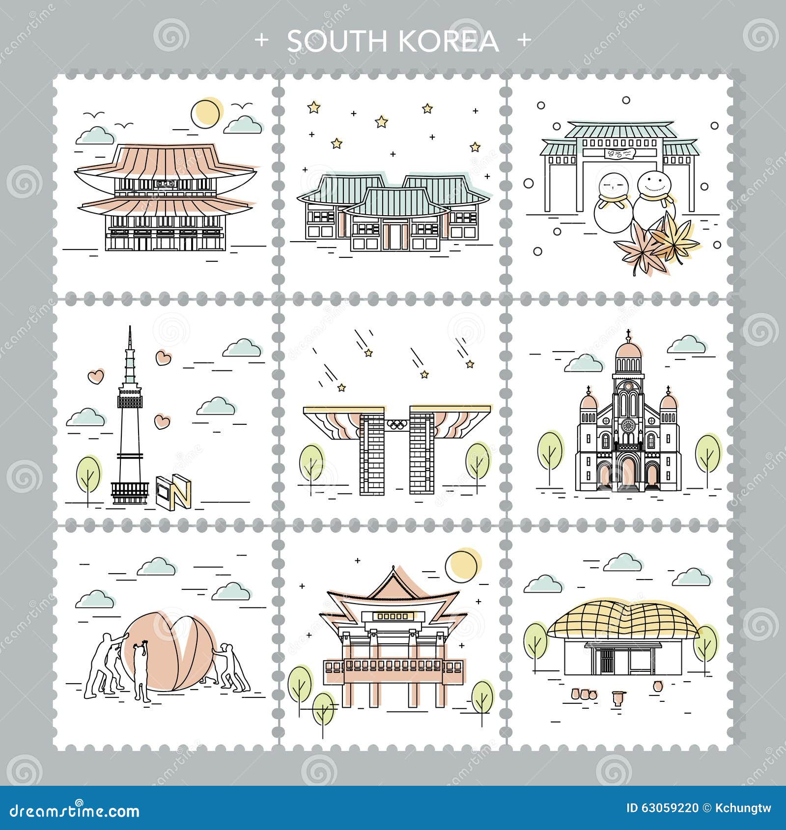 Creative South Korea Travel Map Stock Image | CartoonDealer.com #63059029