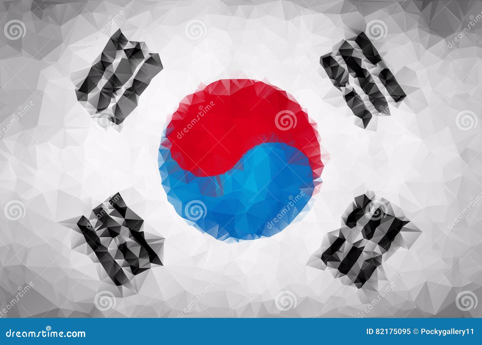 South Korean polygon flag stock illustration. Illustration of mosaic ...