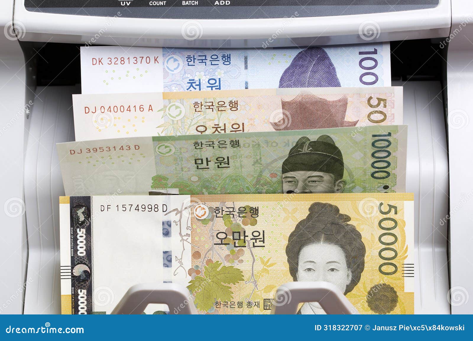 South Korean Won in a Counting Machine Stock Image - Image of note ...
