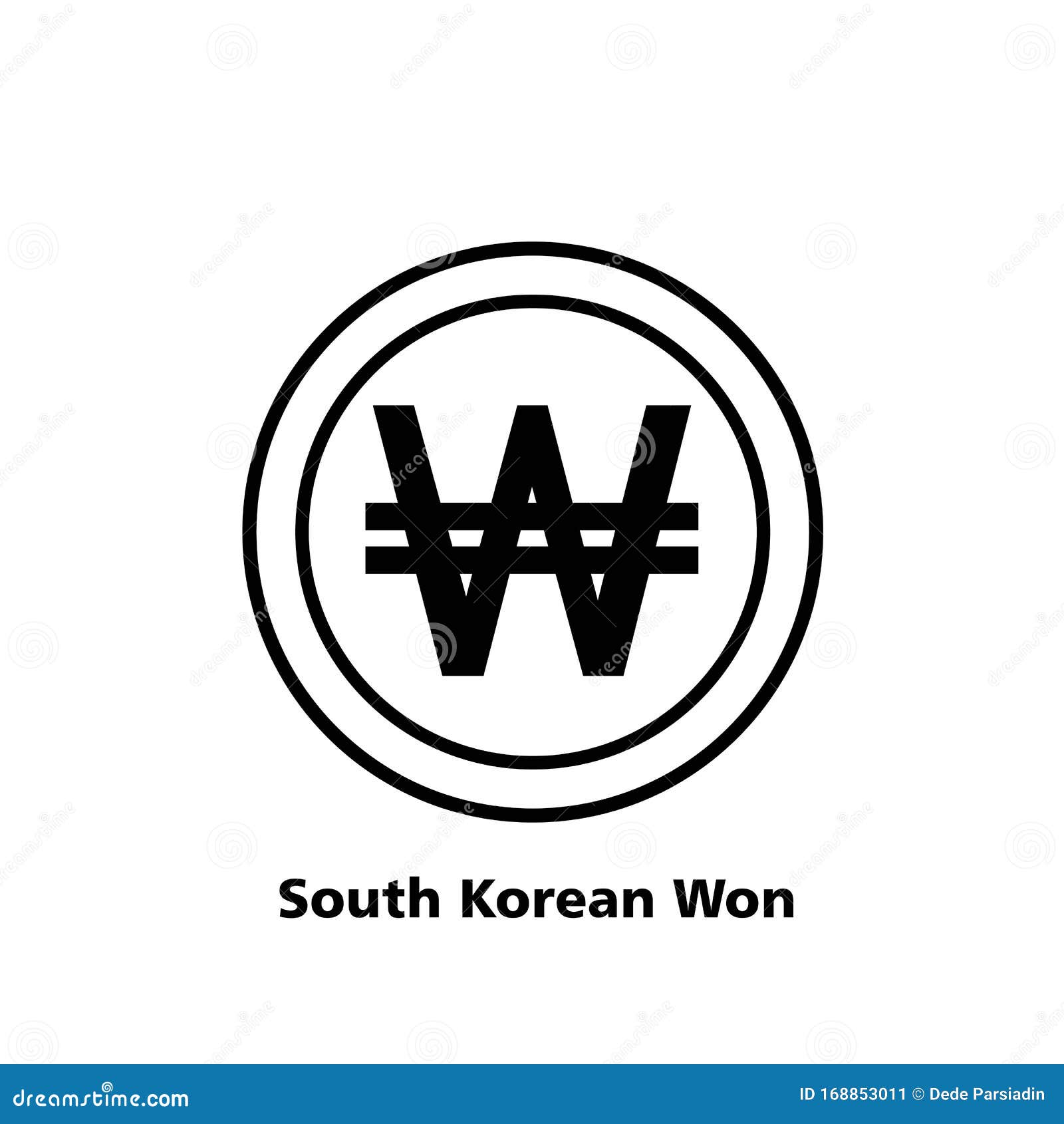 South Korean Won Symbol Icon Vector Stock Vector - Illustration of ...