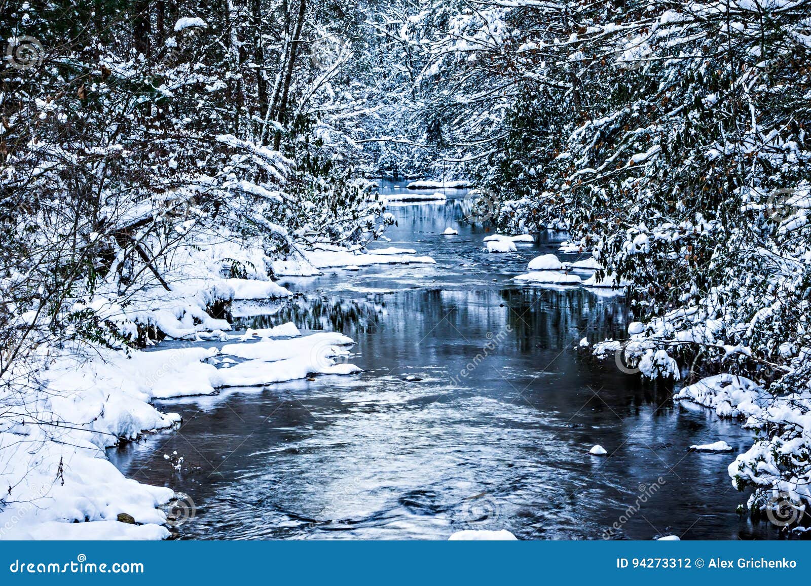 South Mountain Stream in Winter Woods Stock Photo - Image of covered ...