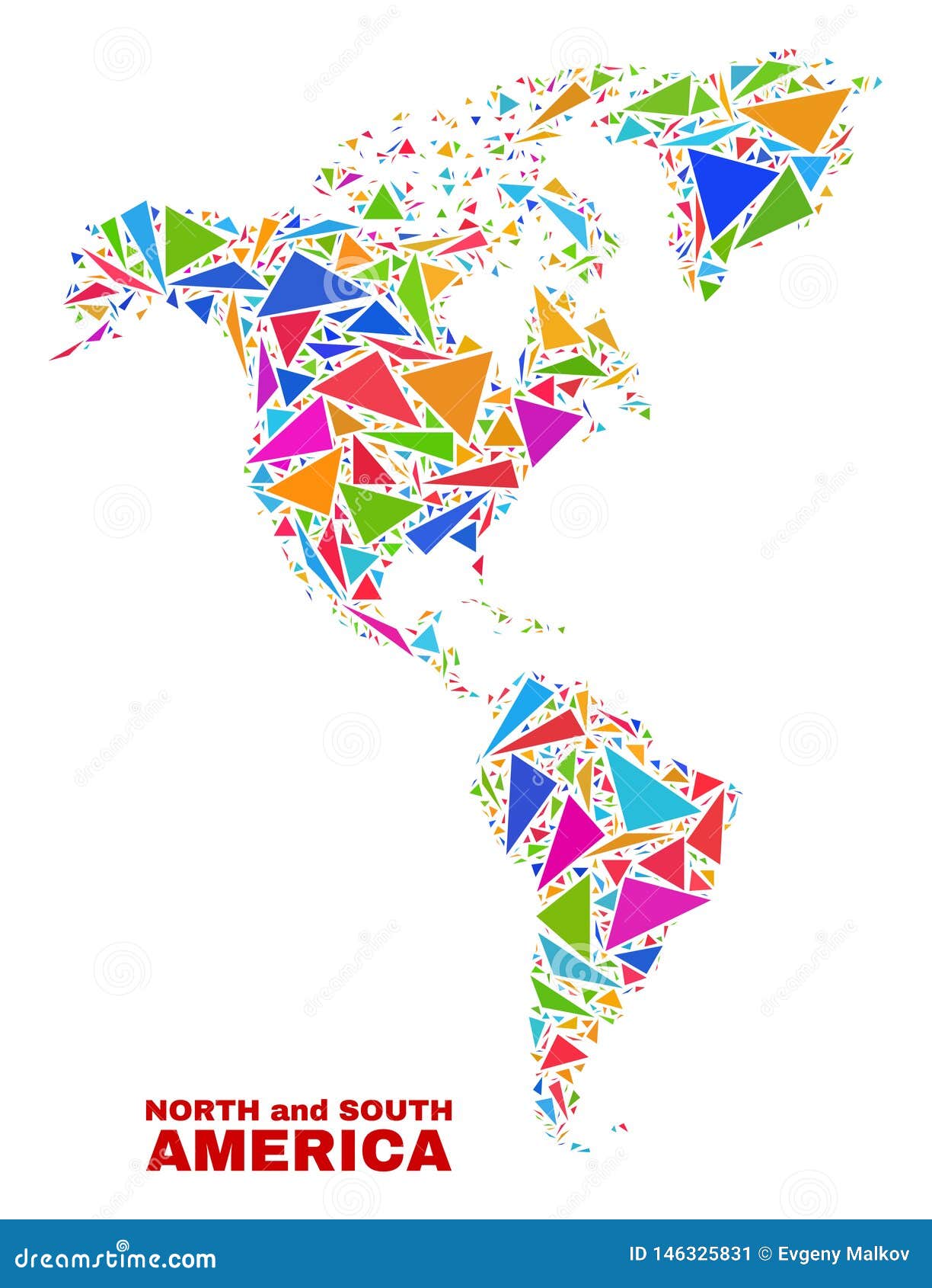 South and North America Map - Mosaic of Color Triangles Stock Vector ...