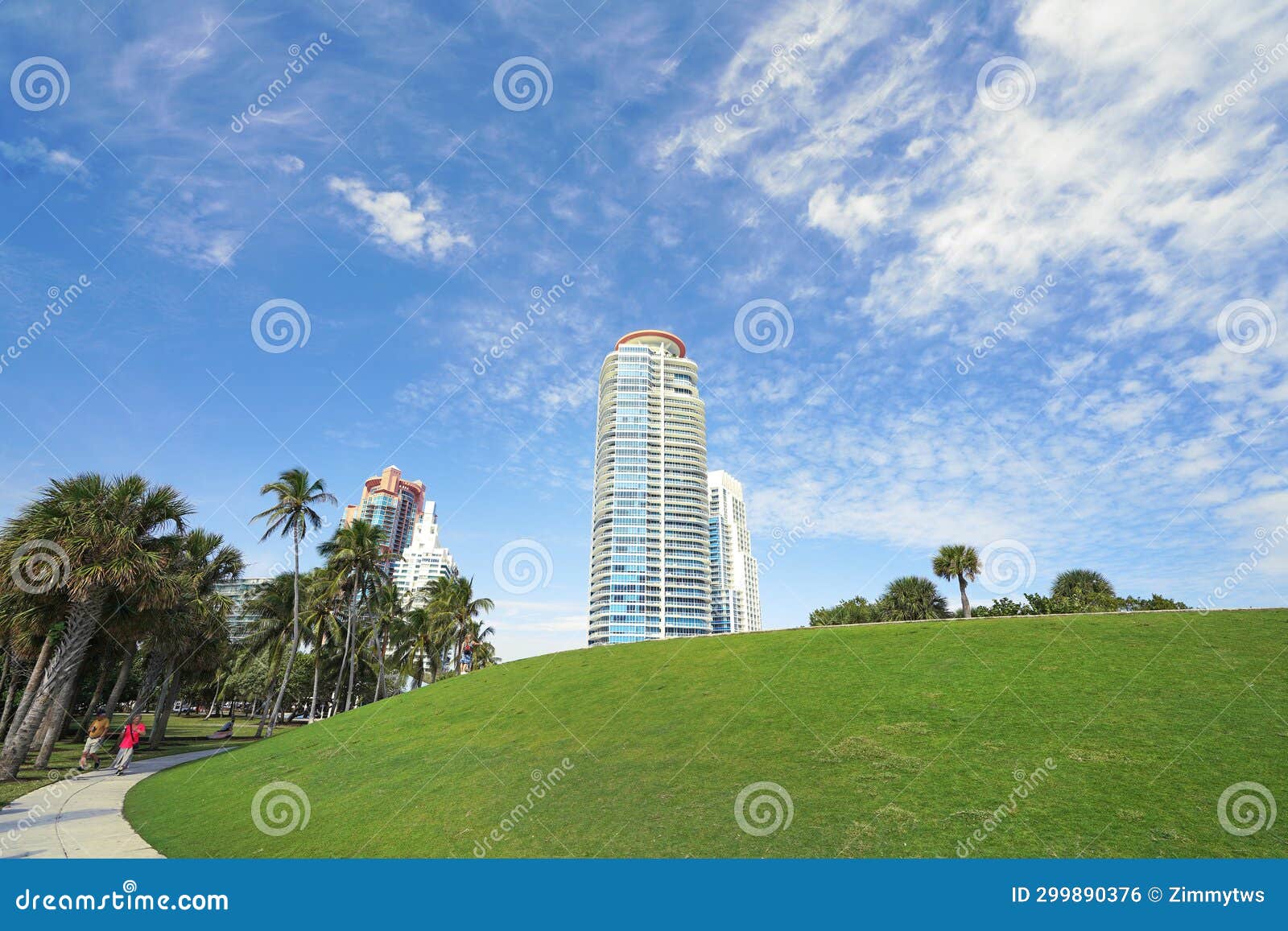 South Pointe Park in Miami South Beach with Blue Sky and View of ...