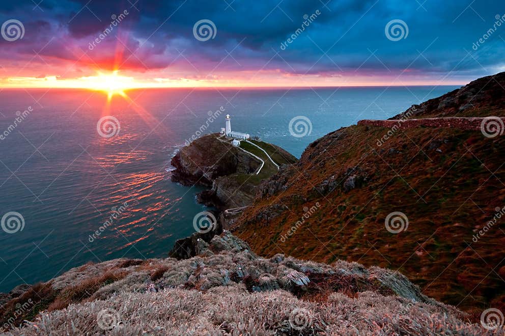 South Stack stock image. Image of blue, clouds, warm - 13043369
