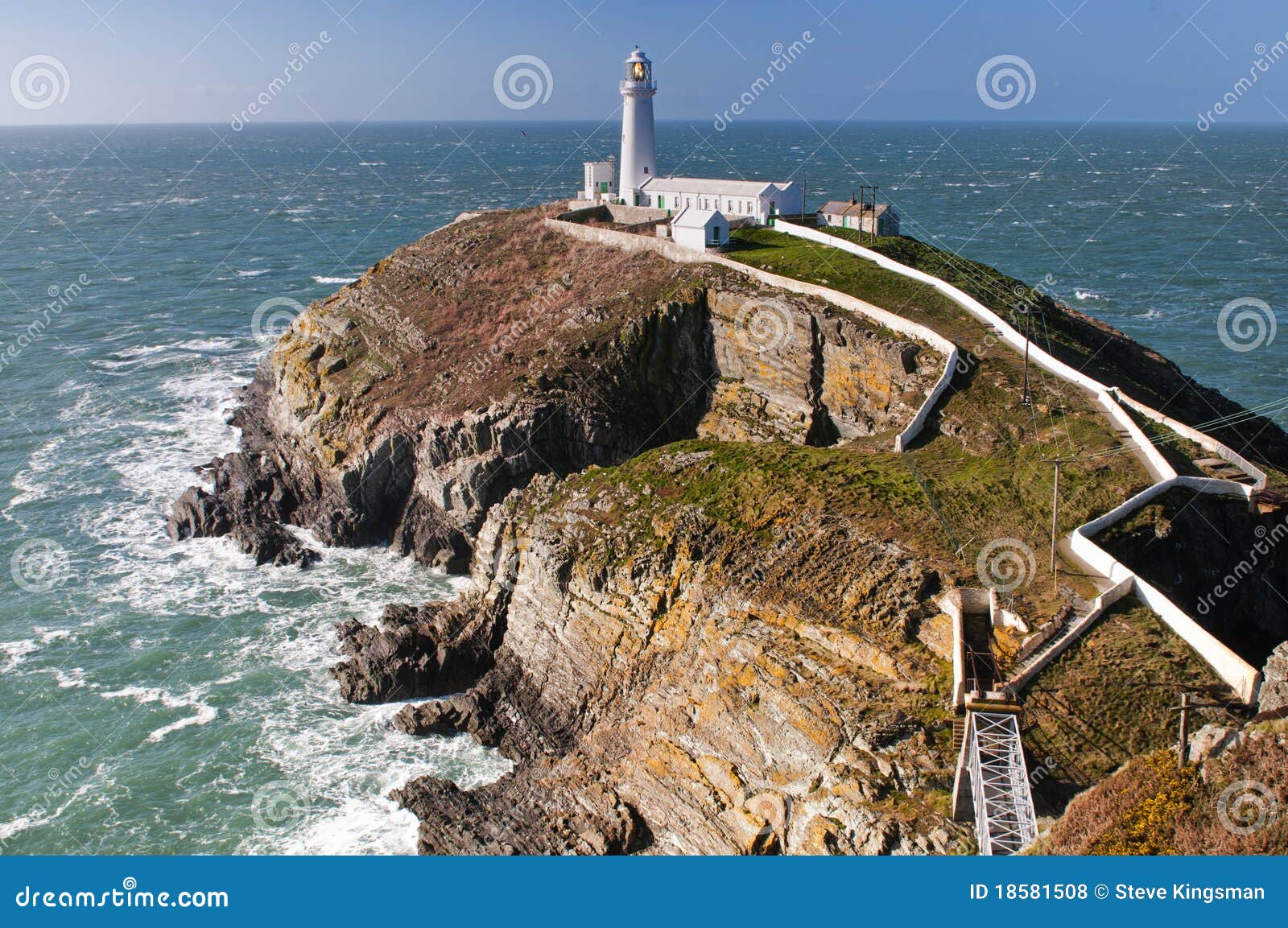 South Stack Lighthouse stock photo. Image of bright, safety - 18581508