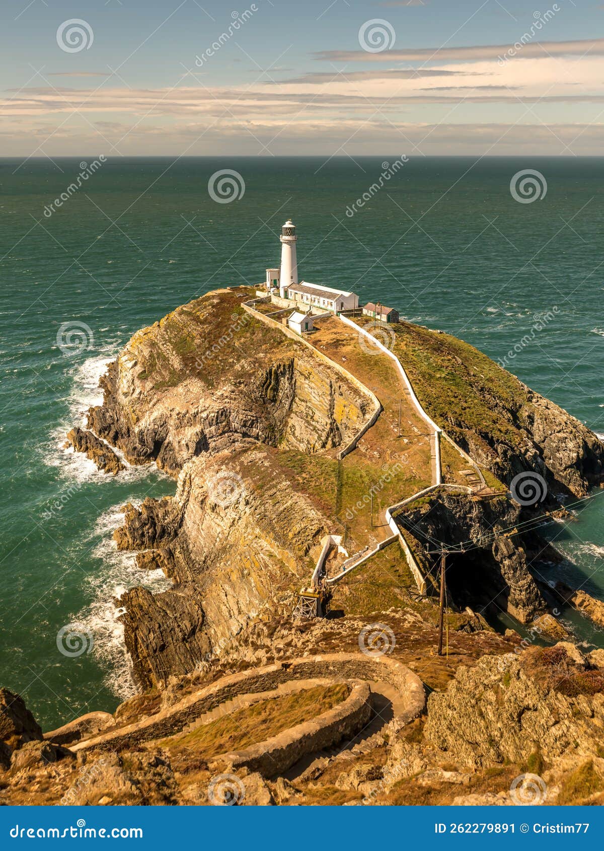 South Stack Lighthouse in Anglesey Island, Walles Captured at Sunset ...