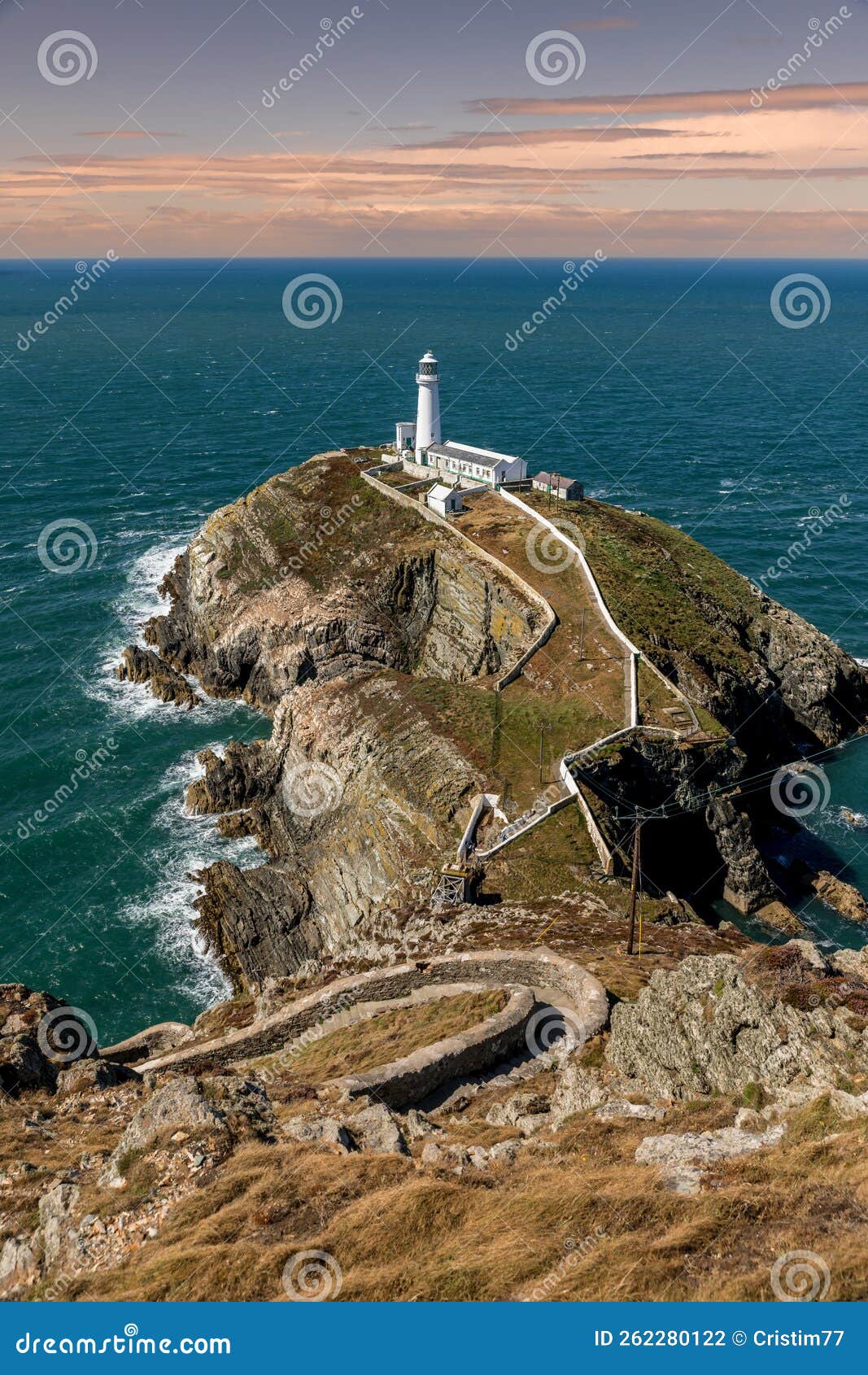 South Stack Lighthouse in Anglesey Island, Walles Captured at Sunset ...