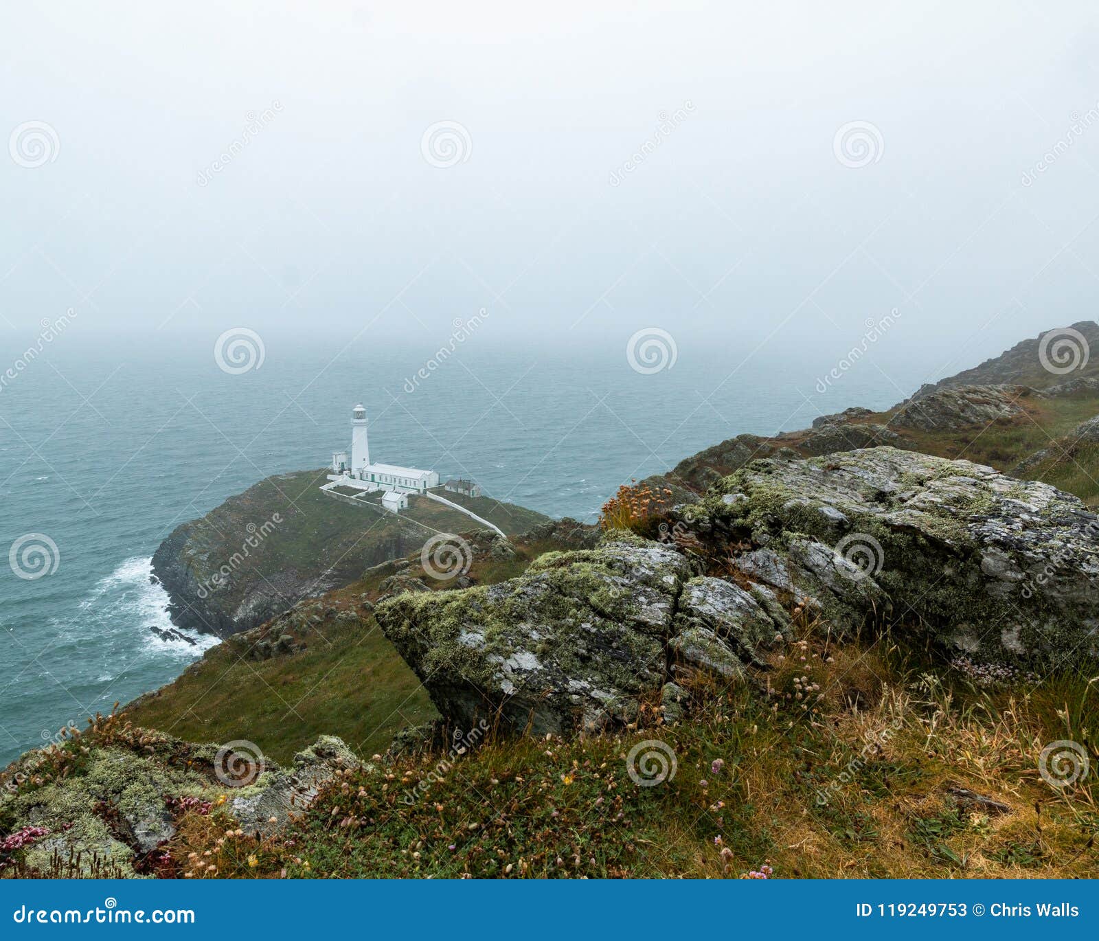 South Stacks Lighthouse stock image. Image of seascape - 119249753