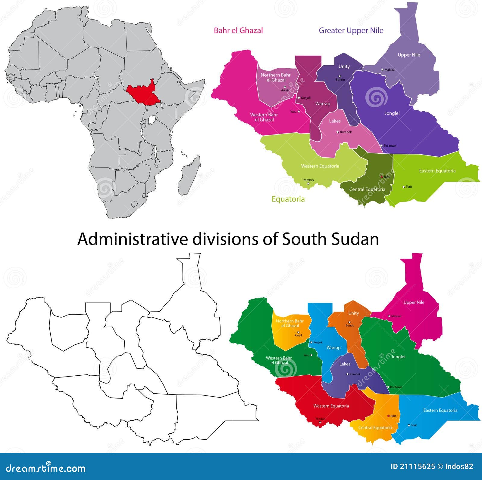 South Sudan map stock vector. Illustration of district - 21115625
