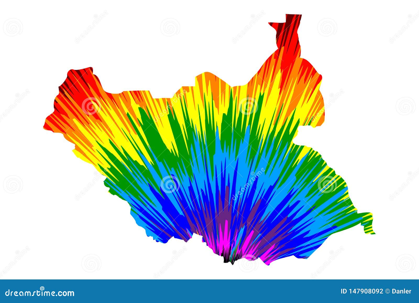 South Sudan - Map is Designed Rainbow Abstract Colorful Pattern ...