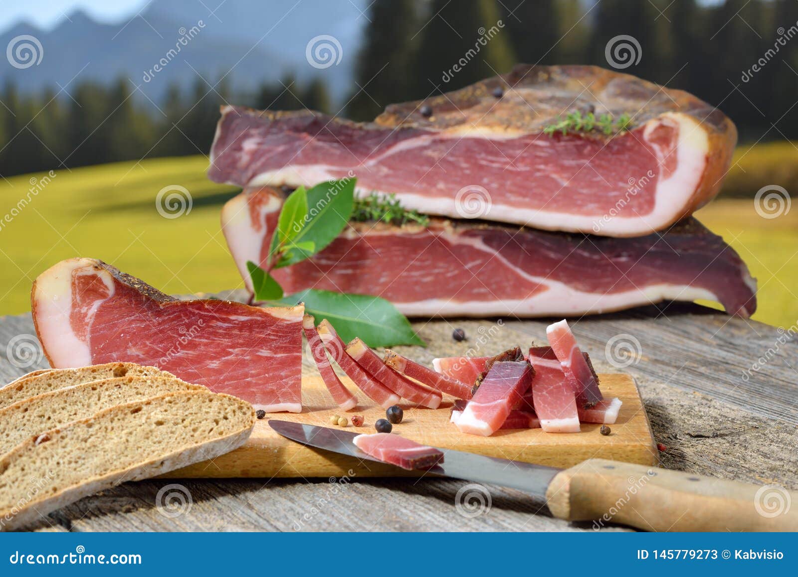 South Tyrolean Snack with Bacon in Alpine Region Stock Image - Image of ...