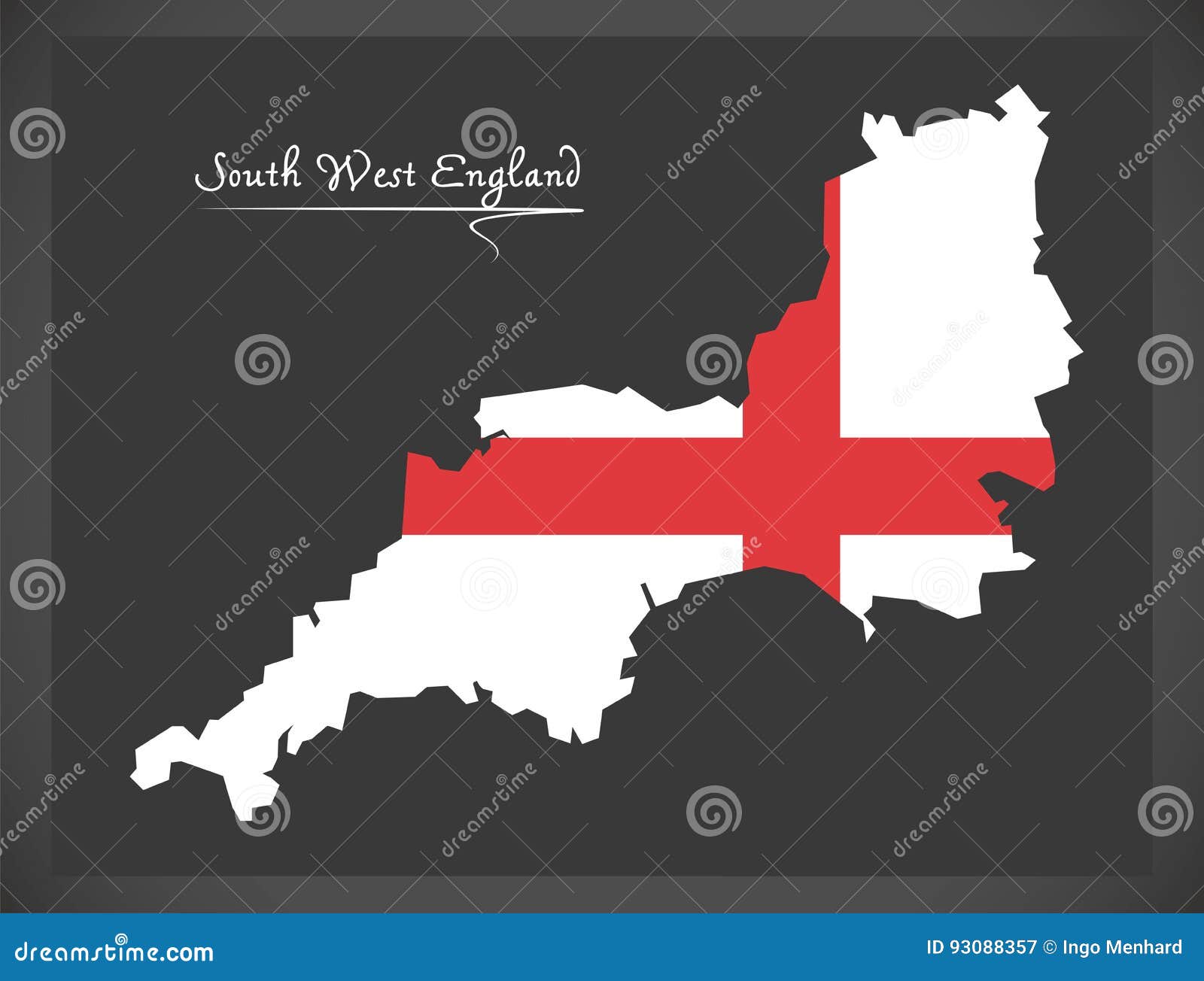 South West England Map with Flag of England Illustration Stock Vector ...