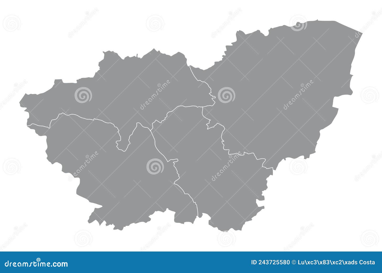 South Yorkshire County Administrative Map Stock Vector - Illustration ...