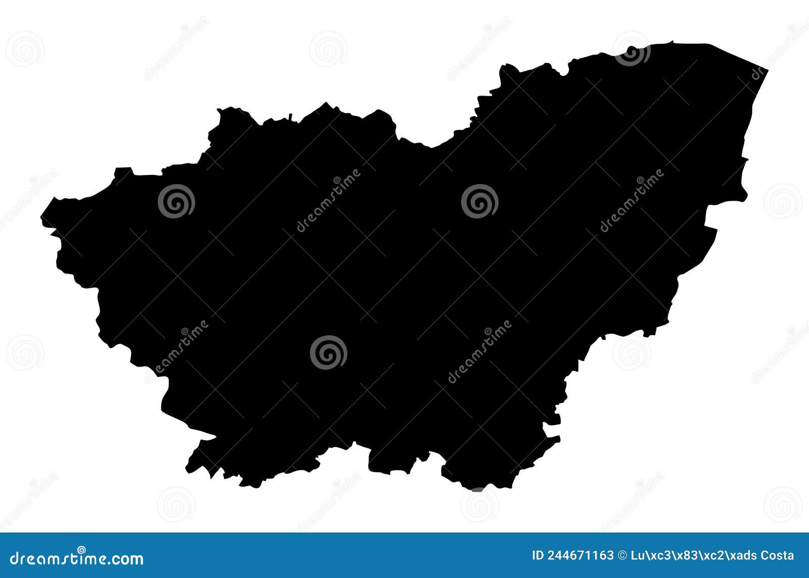 South Yorkshire County Silhouette Map Stock Vector - Illustration of ...