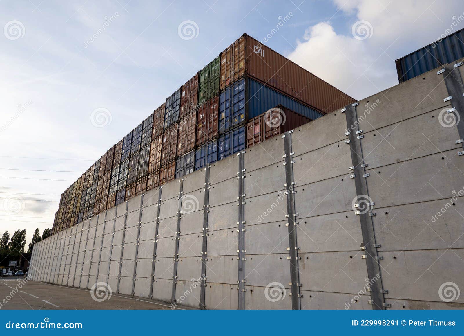 Long Security Wall at Container Port in Southampton, UK Editorial Photo ...