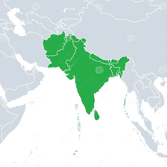 South Asia Political Map, the Southern Subregion of Asia Stock ...
