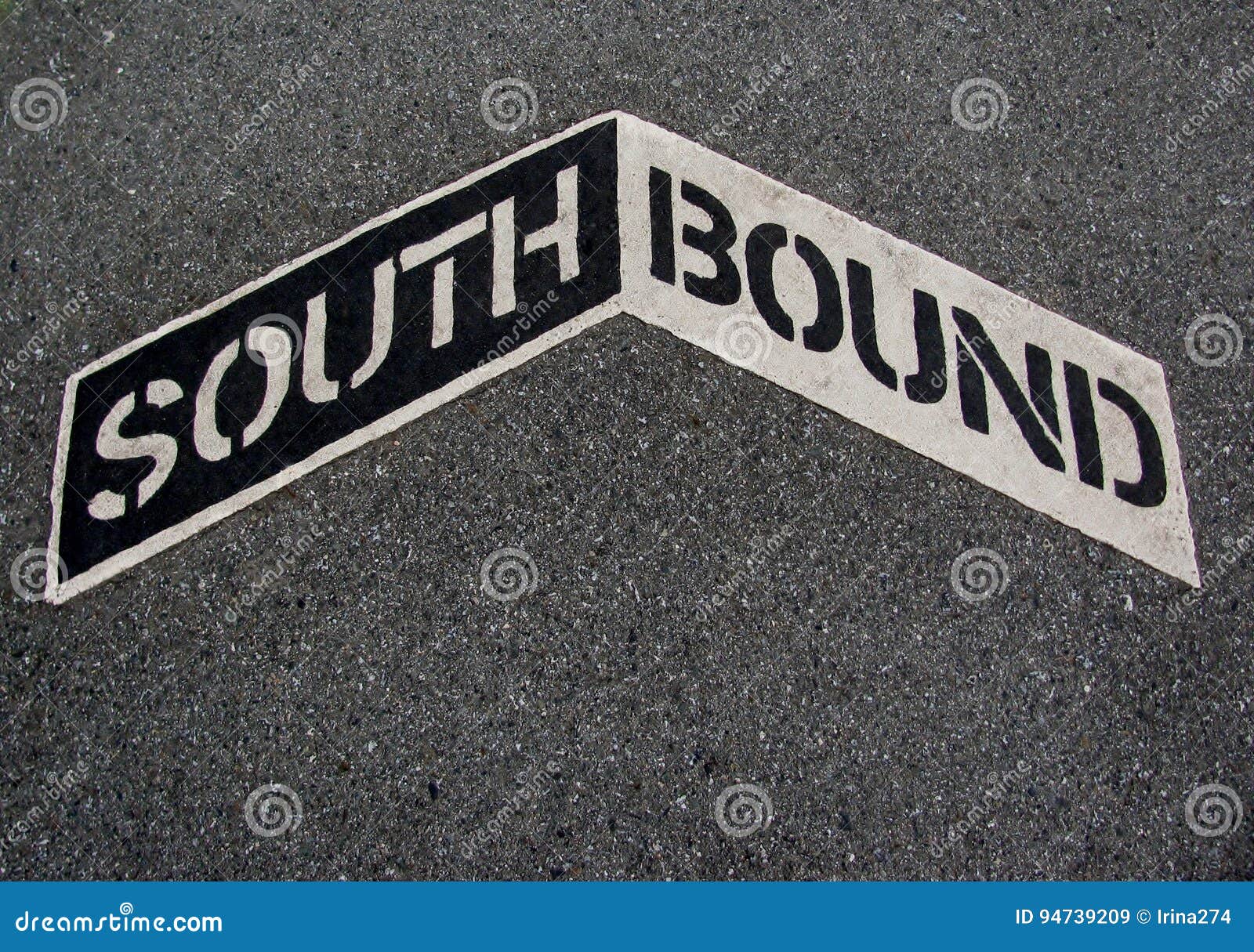 Southbound Sign Painted on a Grey Asphalt Road Stock Image - Image of ...