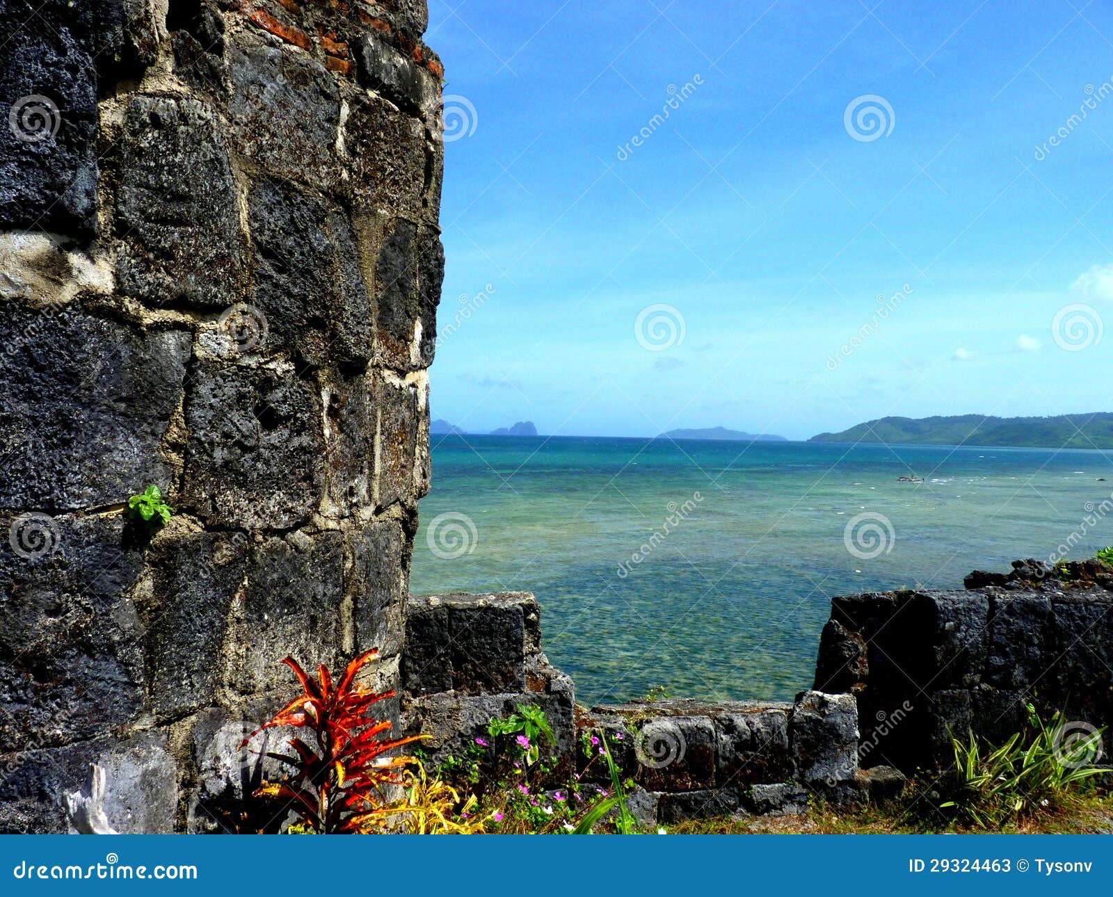 Southeast Asia Colonial Island Ruins Stock Image - Image of boating ...