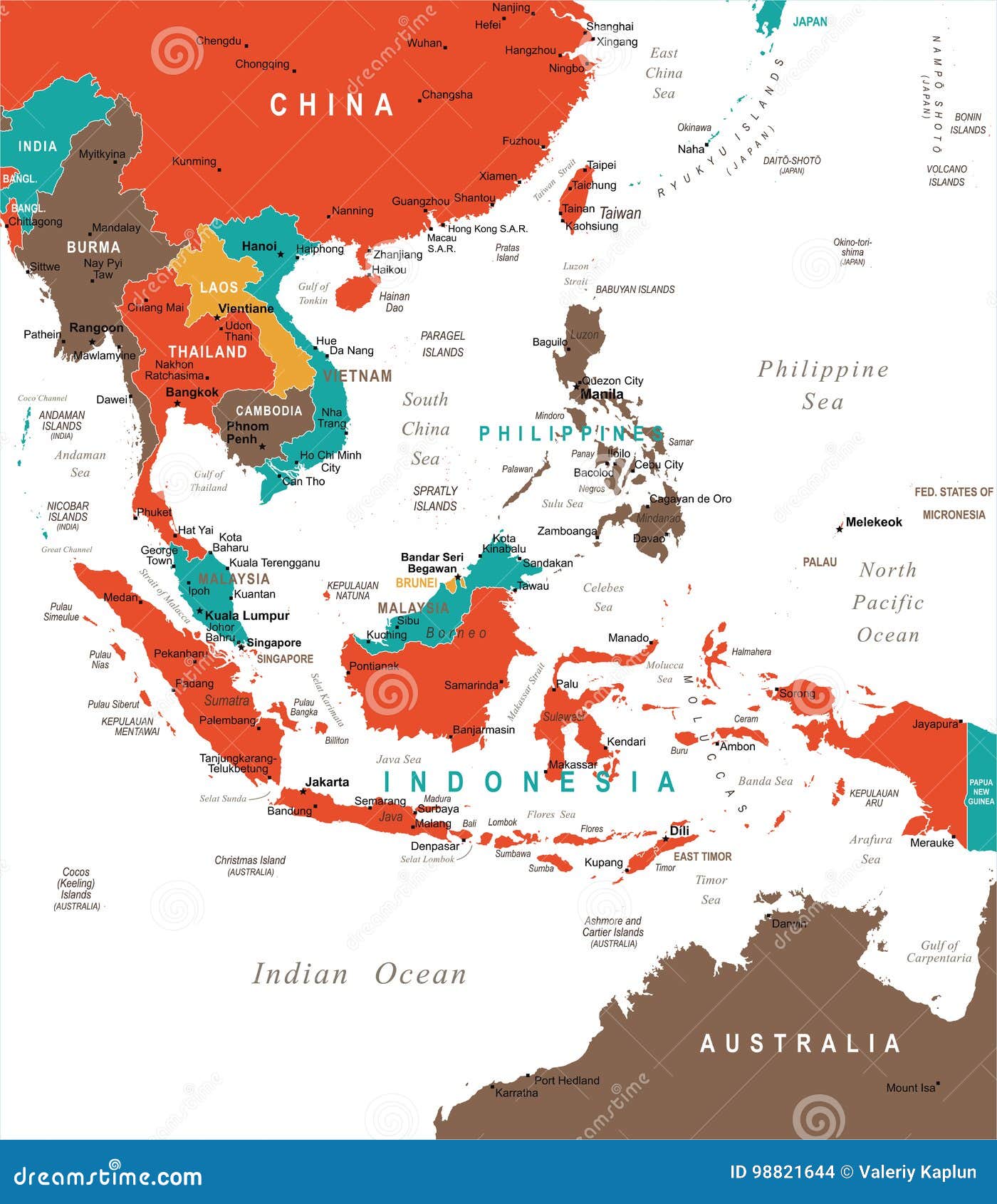 Southeast Asia Map - Vector Illustration Stock Illustration ...
