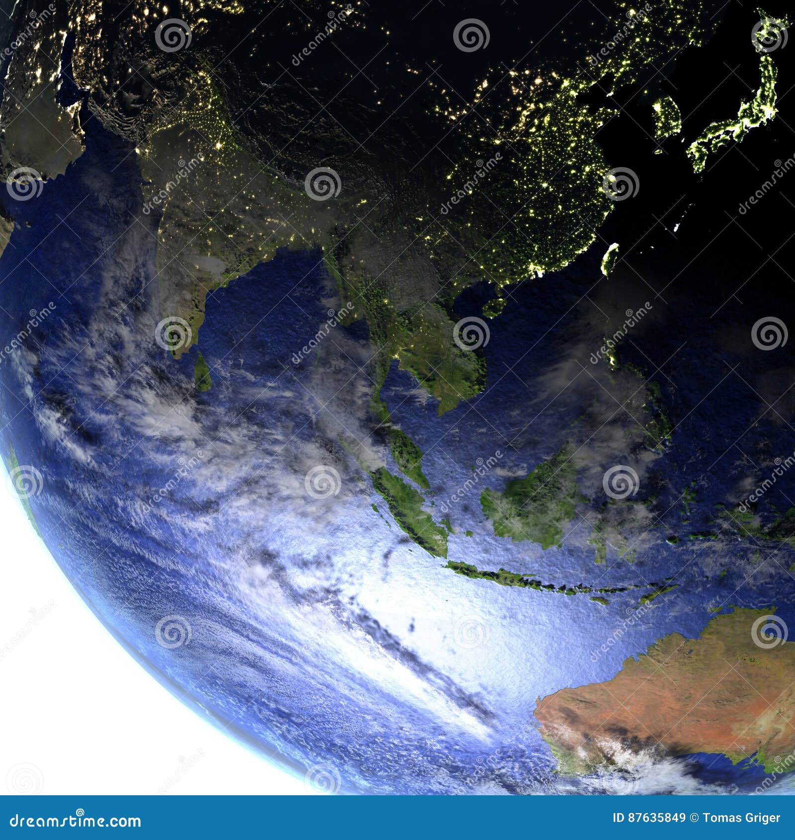 Southeast Asia on Realistic Model of Earth Stock Illustration ...