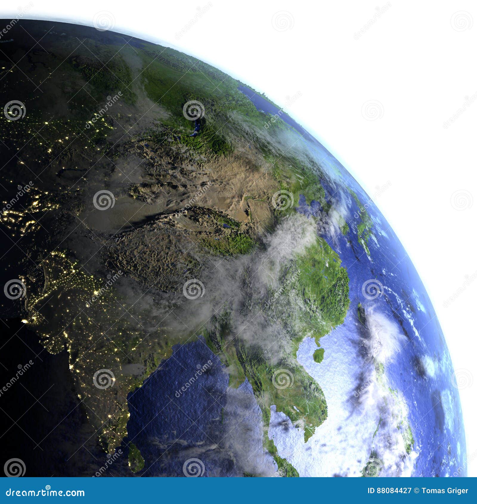 Southeast Asia on Realistic Model of Earth Stock Illustration ...