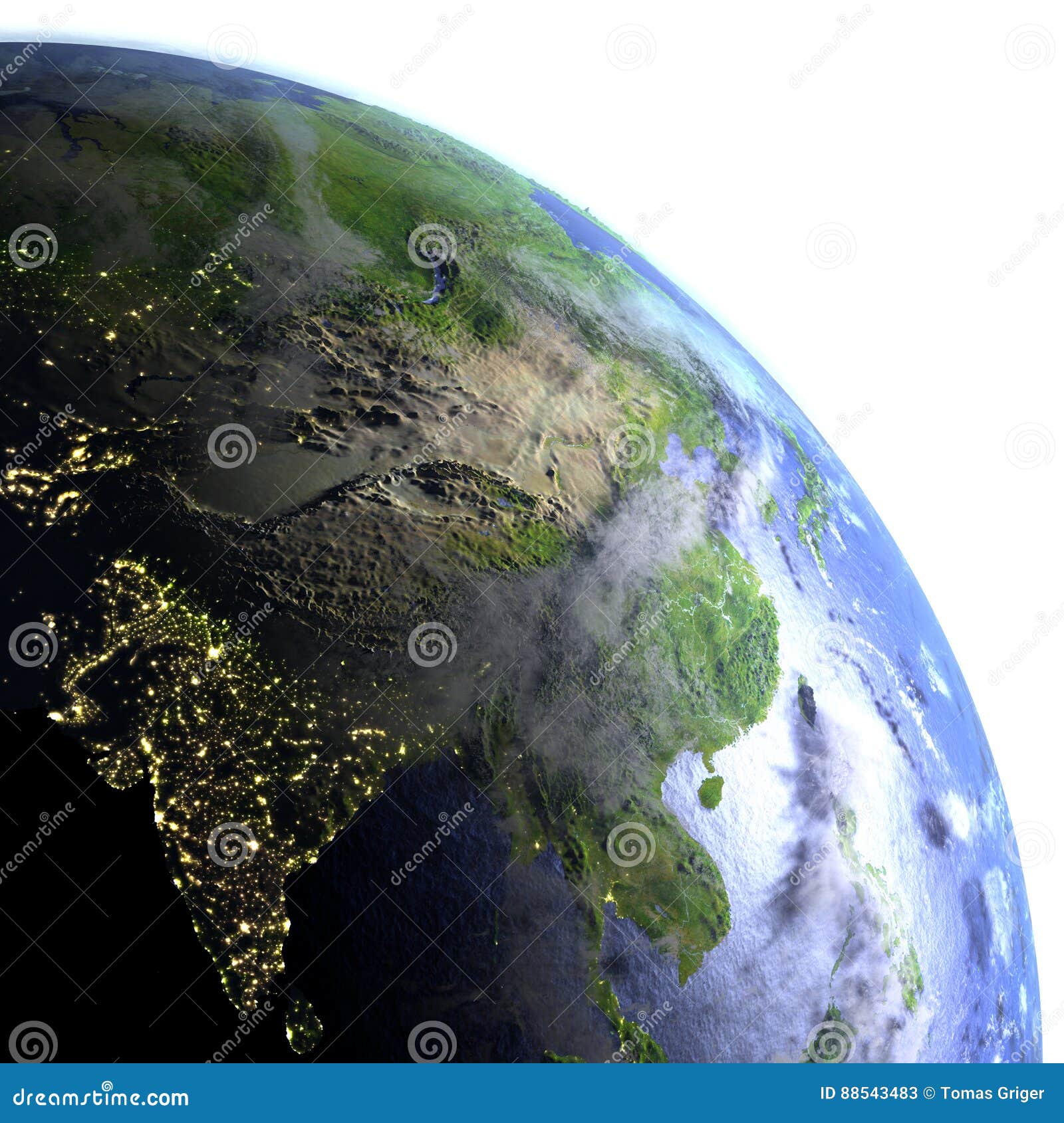 Southeast Asia on Realistic Model of Earth Stock Illustration ...