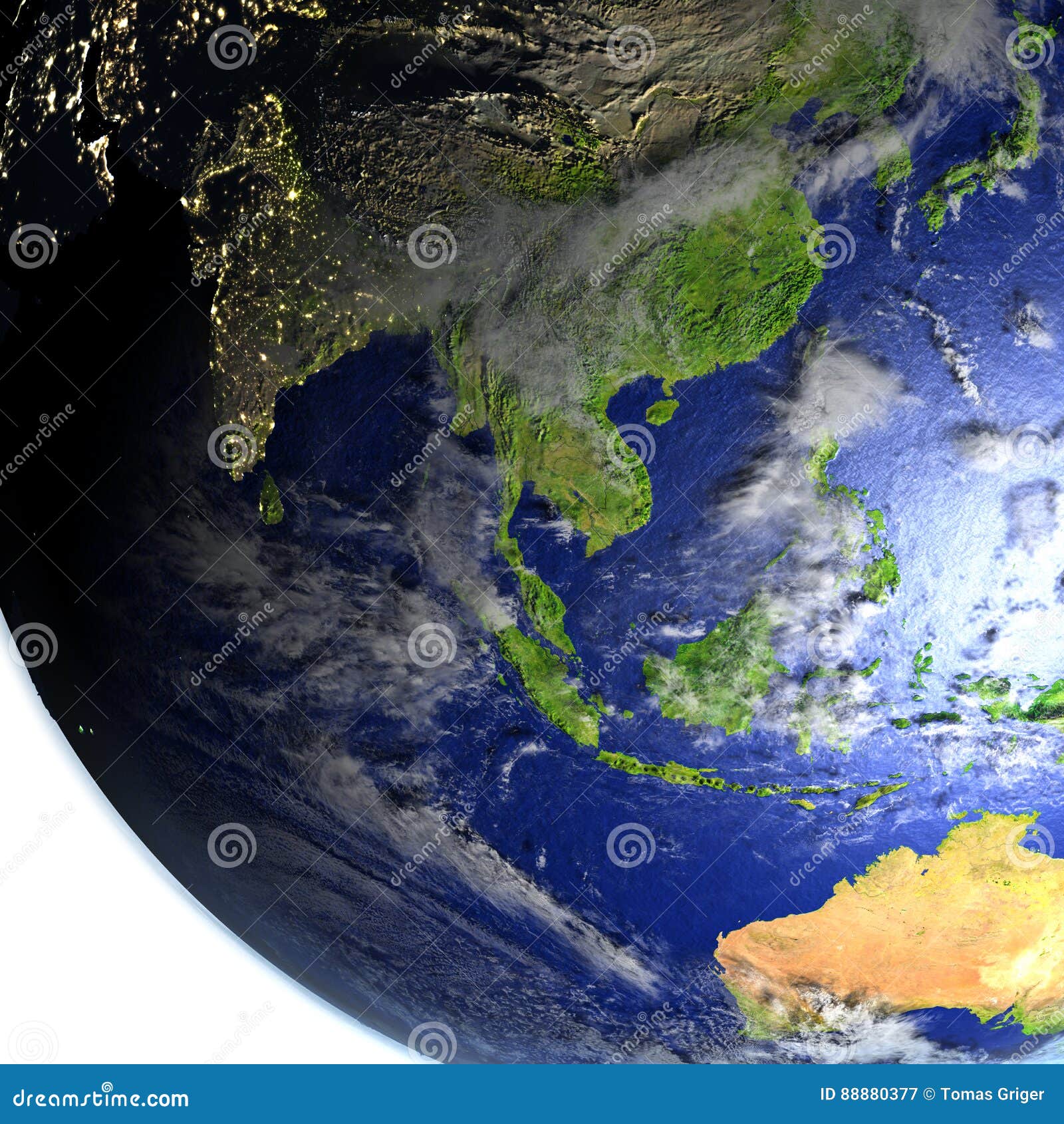 Southeast Asia on Realistic Model of Earth Stock Illustration ...
