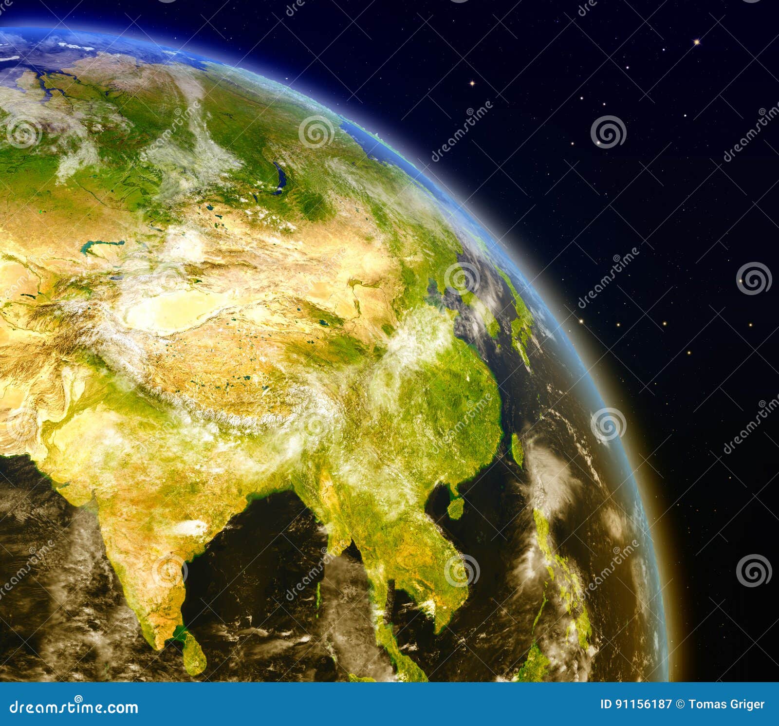 Southeast Asia from space stock illustration. Illustration of nature ...