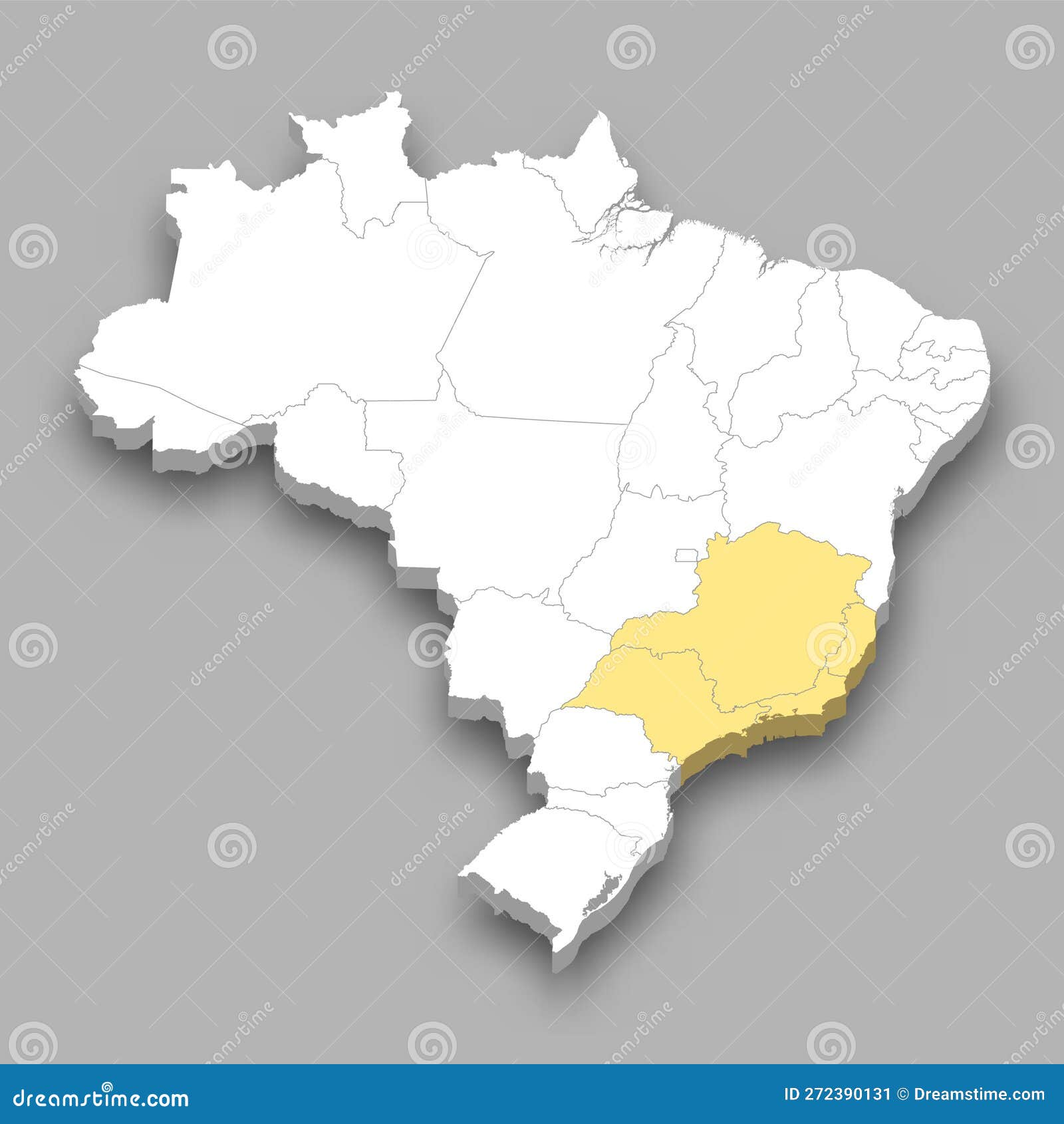 Southeast Region Location within Brazil Map Stock Vector - Illustration ...