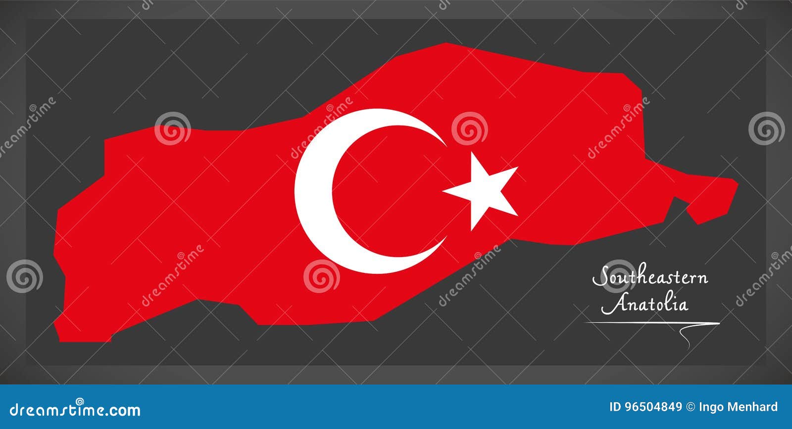 Southeastern Anatolia Turkey Map with Turkish National Flag ...