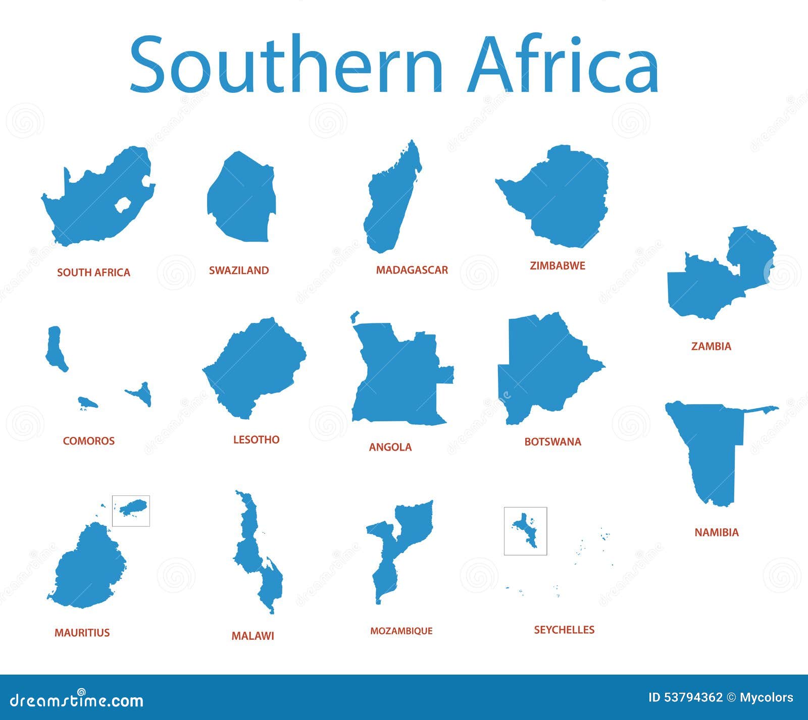 Southern Africa Map - Brown Orange Hue Colored On Dark Background. High ...