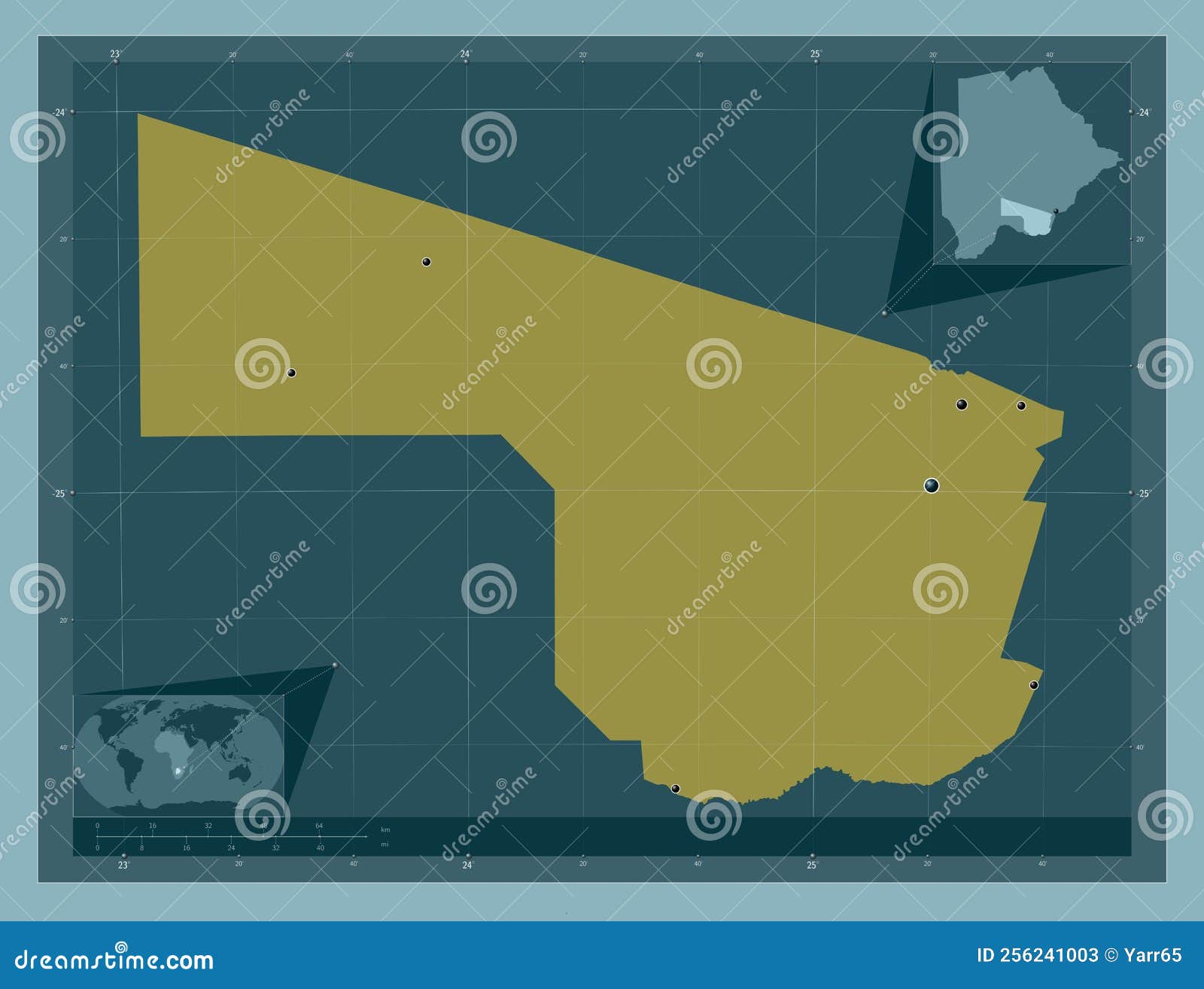 Southern, Botswana. Solid. Major Cities Stock Illustration ...