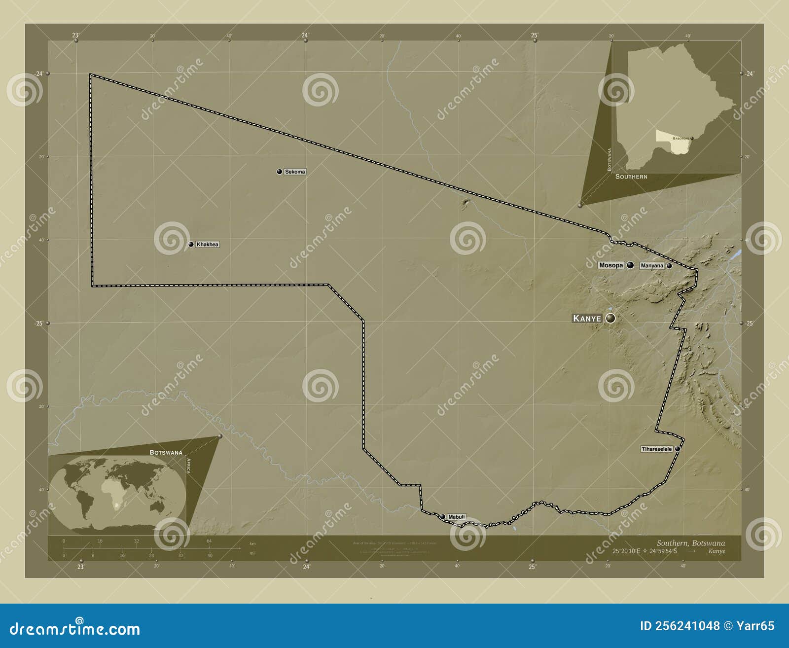 Southern, Botswana. Wiki. Labelled Points of Cities Stock Illustration ...