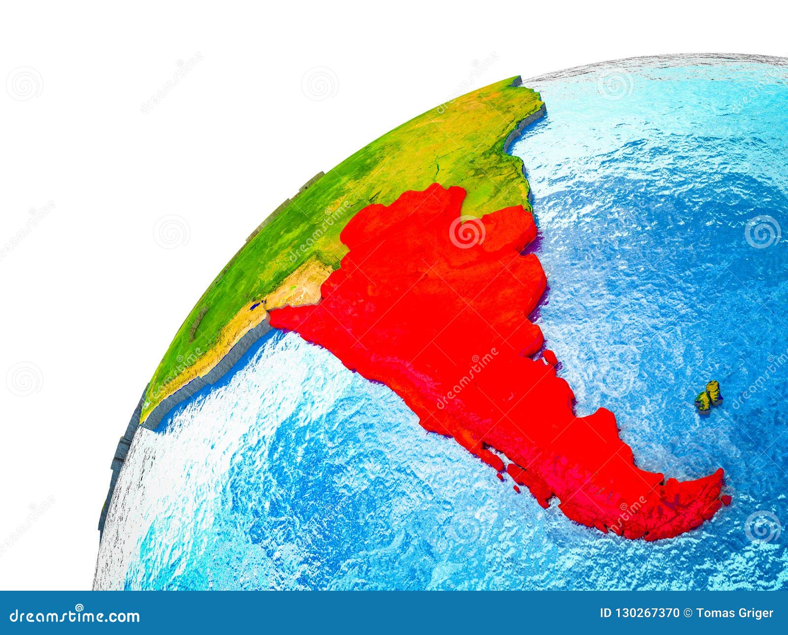 Southern Cone on 3D Earth stock photo. Image of earth - 130267370
