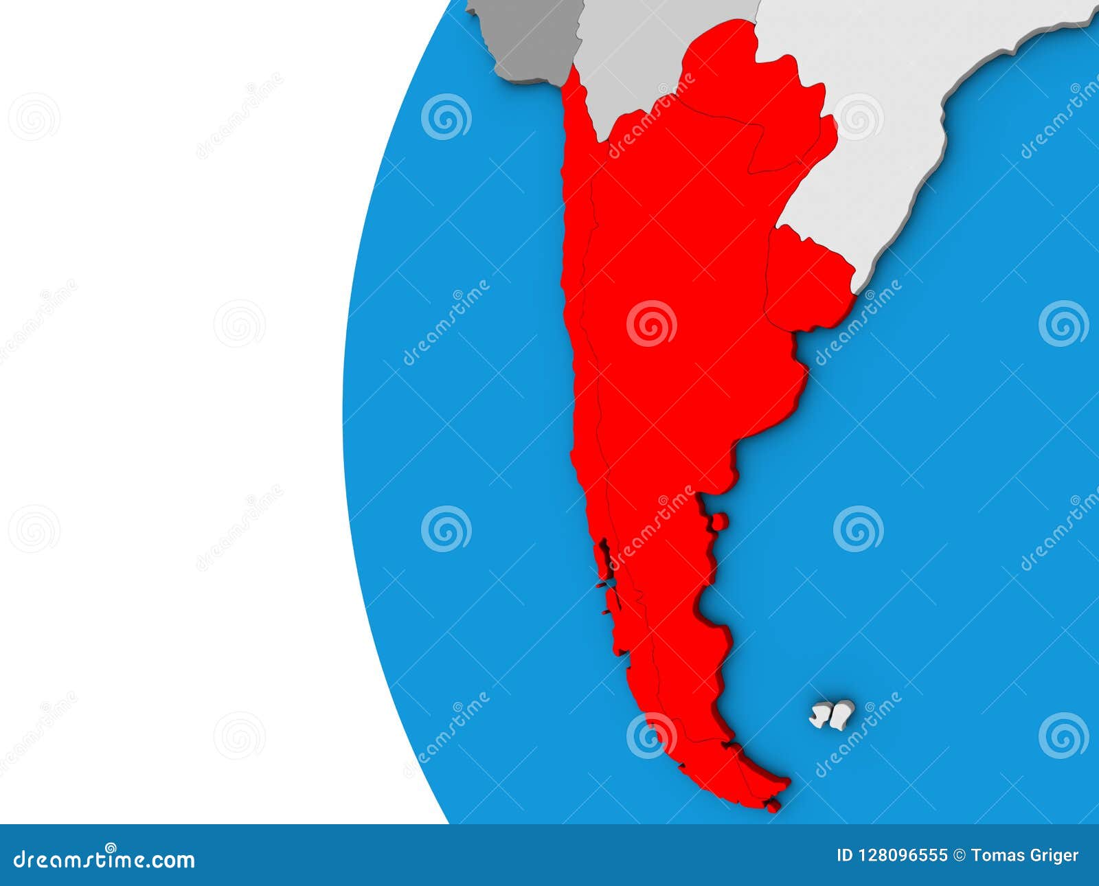 Southern Cone on 3D globe stock illustration. Illustration of chile ...