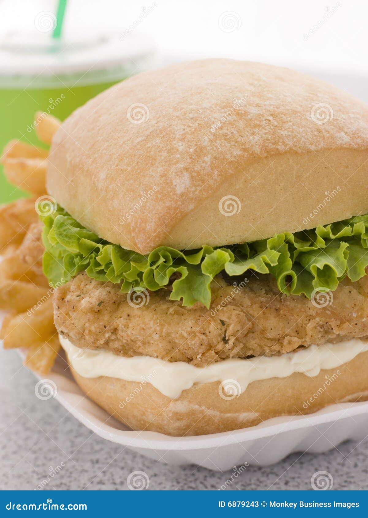 Southern Fried Chicken Fillet Burger Stock Image - Image of bread, junk ...