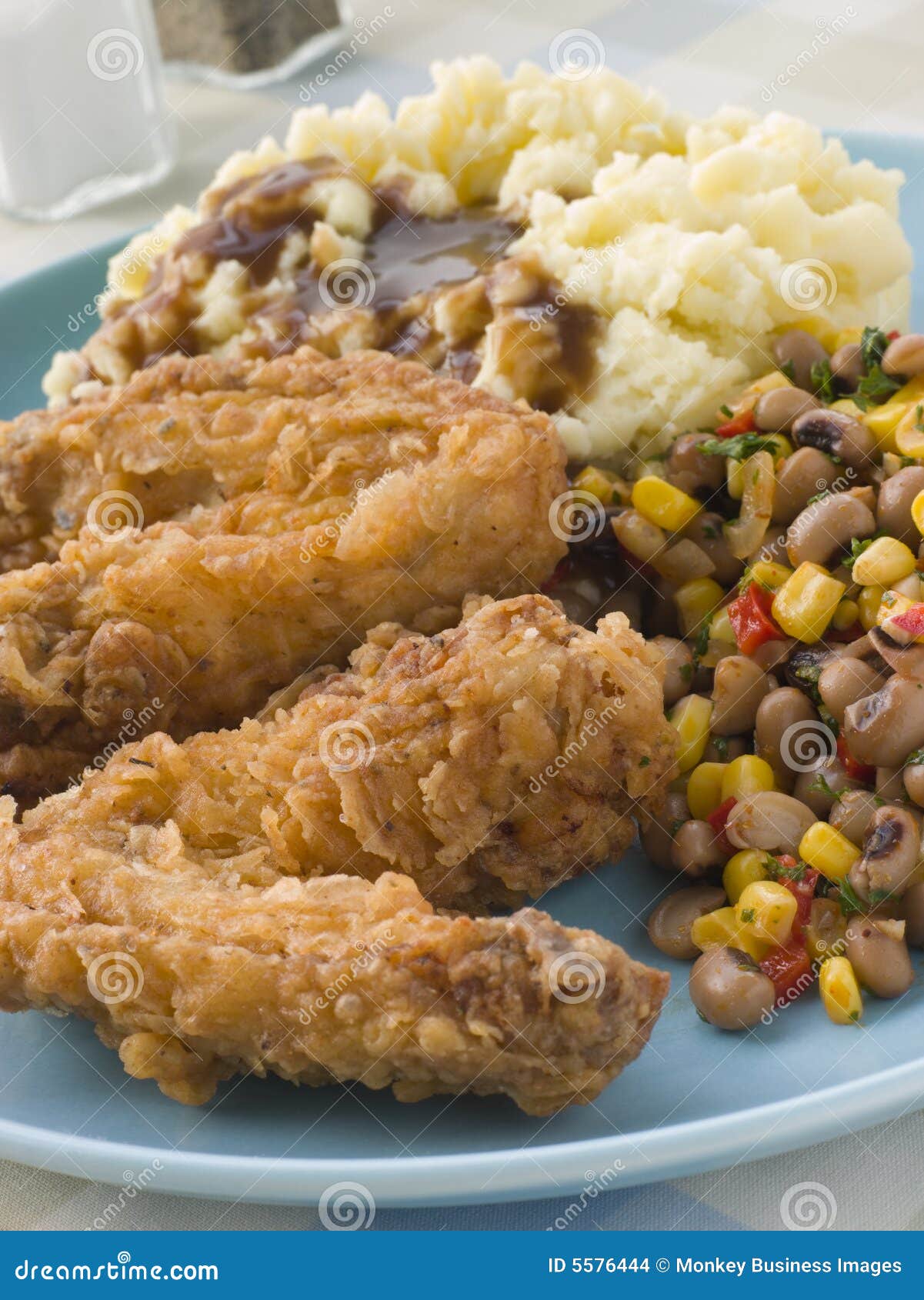 Southern Fried Chicken Wings with Mash Potato Stock Photo - Image of ...