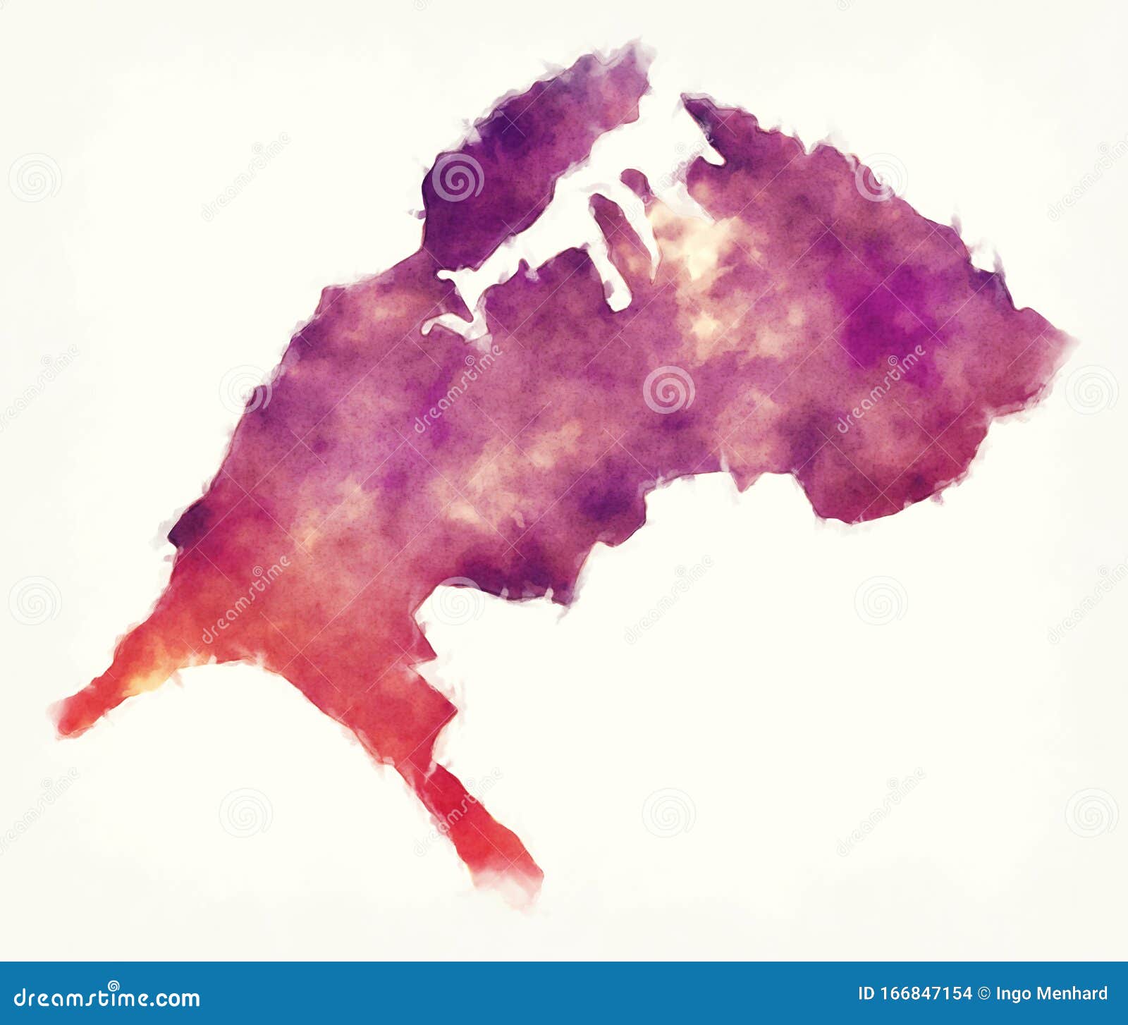 Southern Harbour Maregion Watercolor Map of Malta Stock Illustration ...