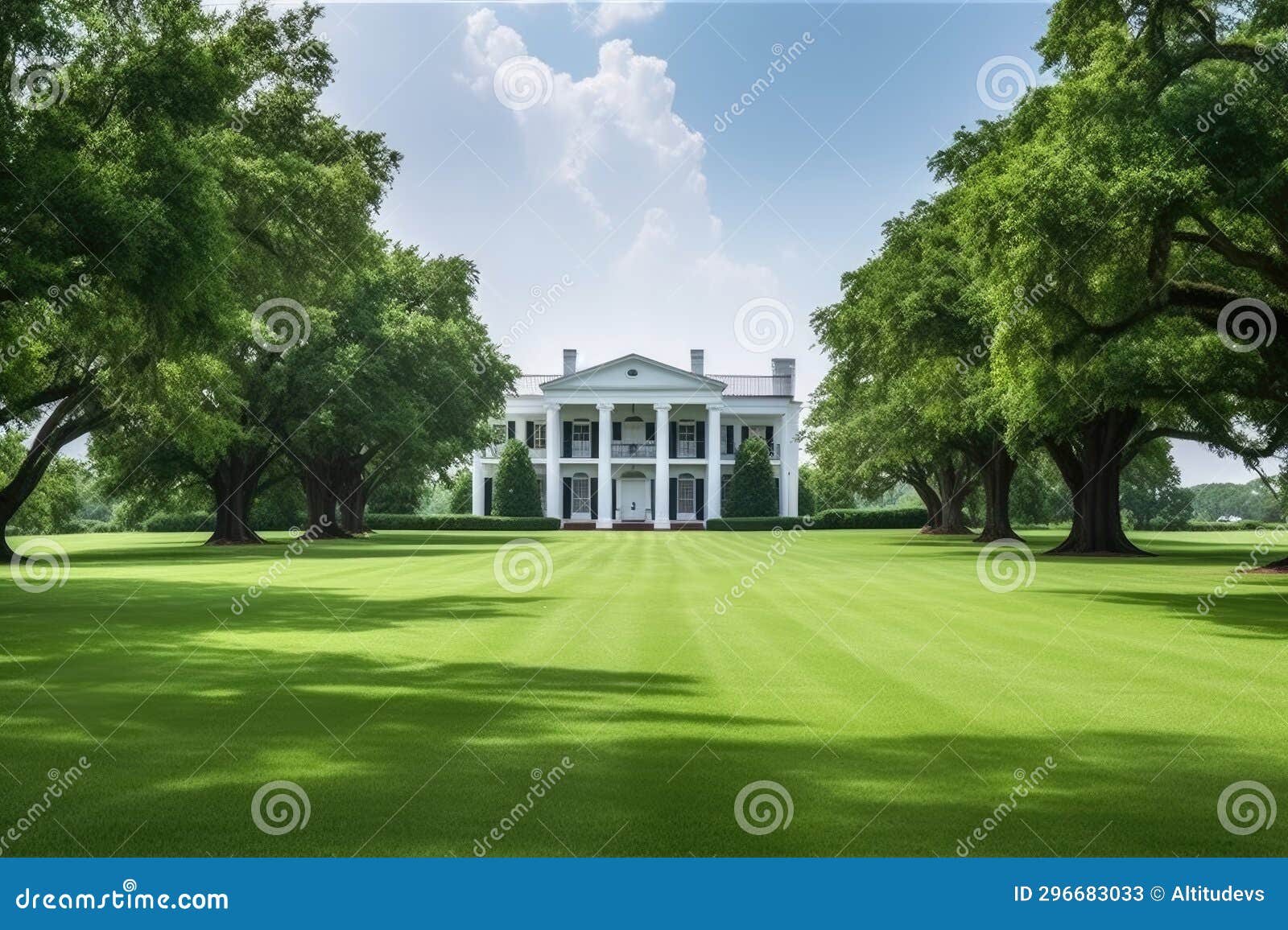A Southern Plantation with White Columns and Sprawling Land Stock Image ...