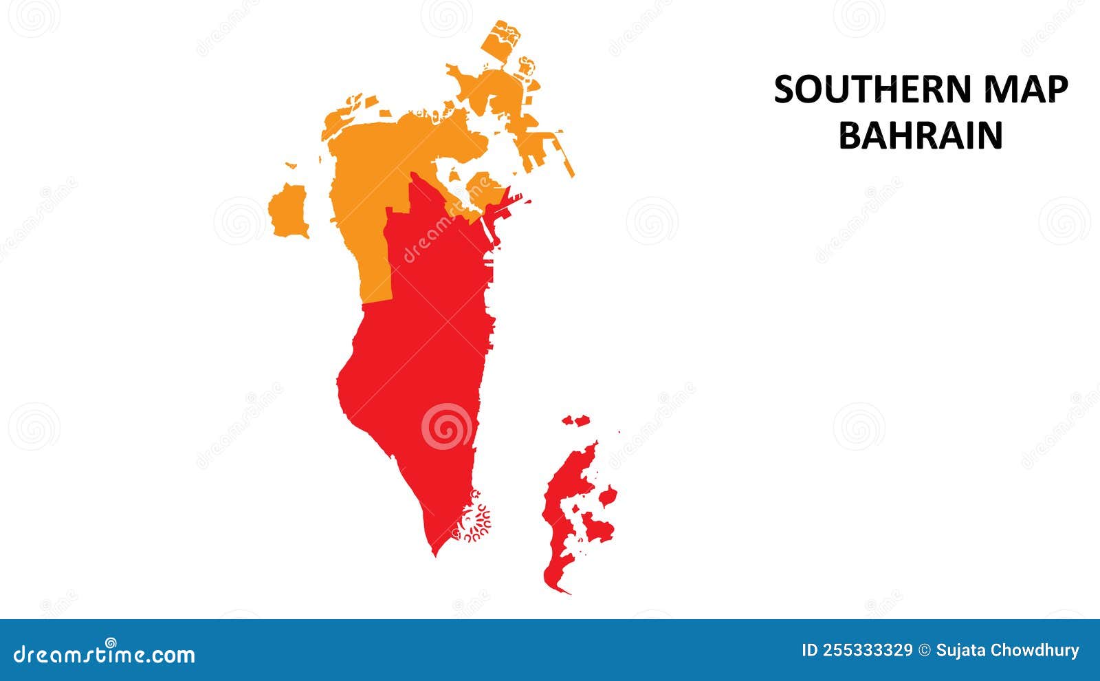 Southern State and Regions Map Highlighted on Bahrain Map Stock ...