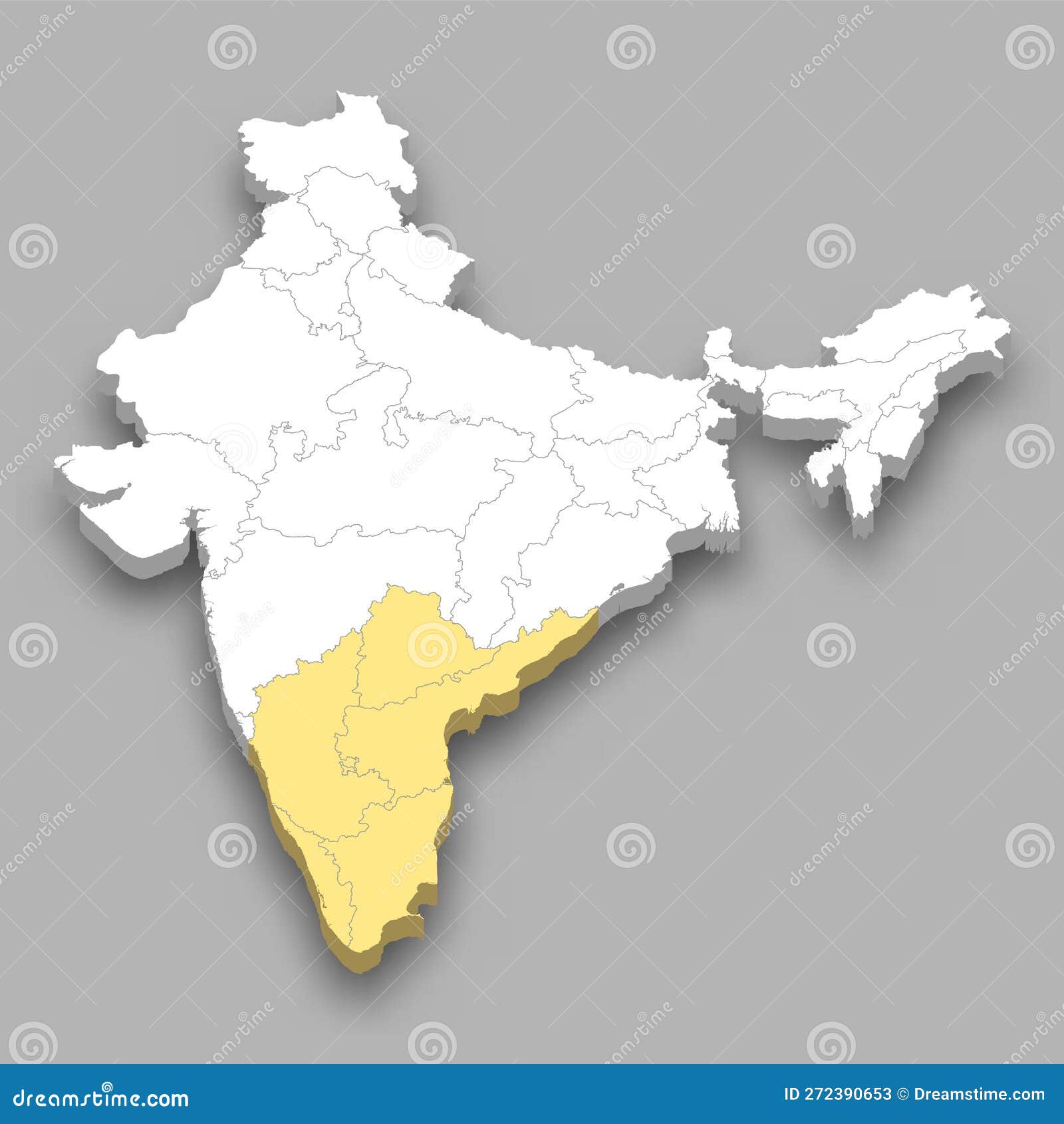Southern Zone Location within India Map Stock Vector - Illustration of ...