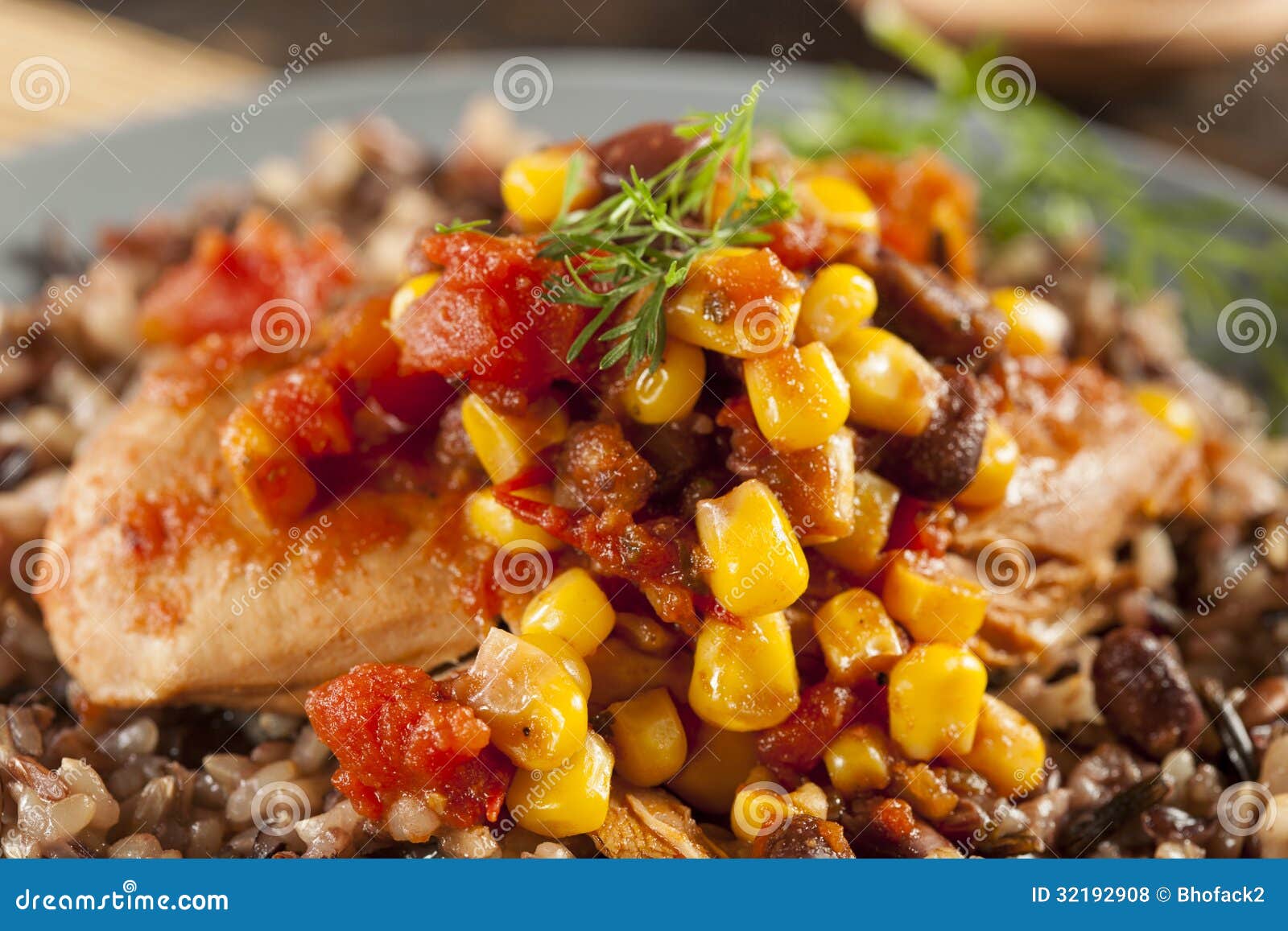 Southwestern Chicken with Rice and Corn Stock Photo - Image of ...