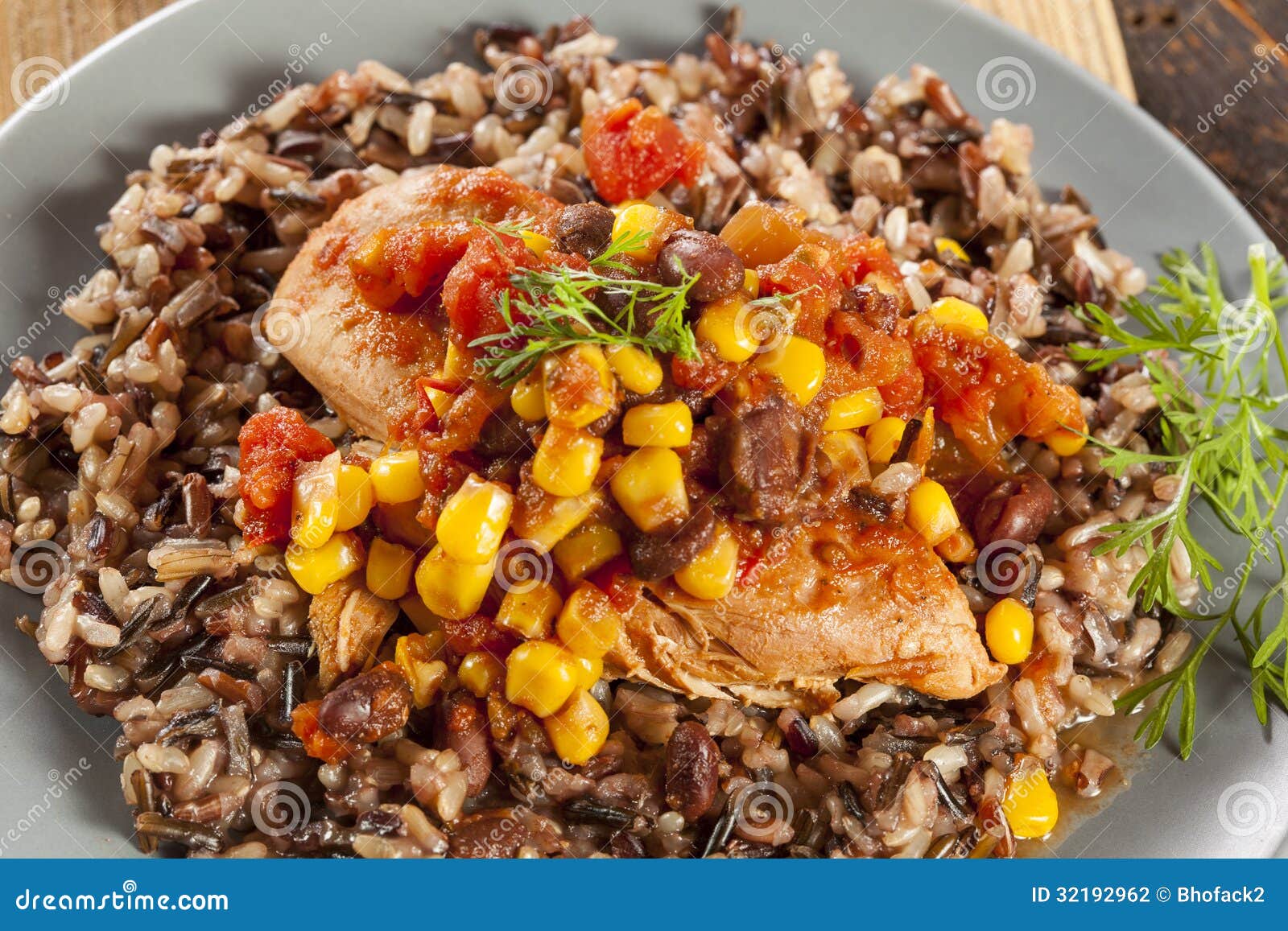 Southwestern Chicken with Rice and Corn Stock Photo - Image of ...