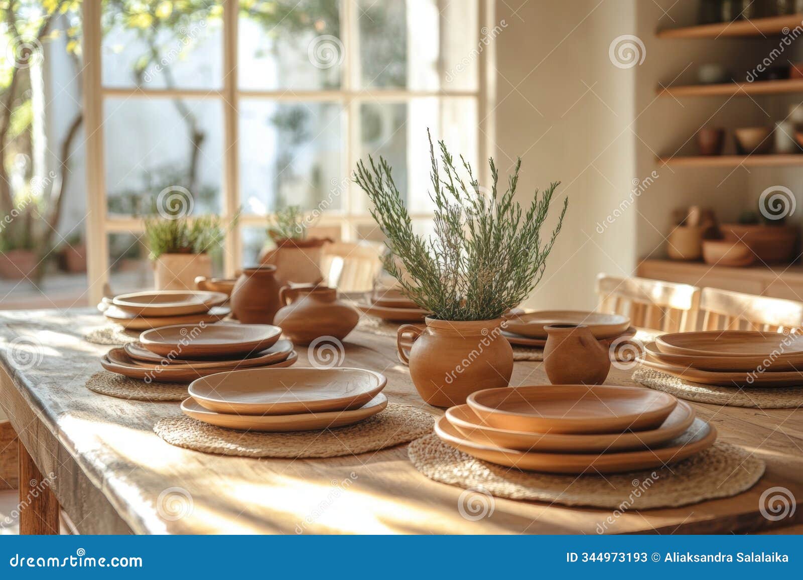 Southwestern Dining Space, Southwestern Clay Dinnerware Set on Dining ...