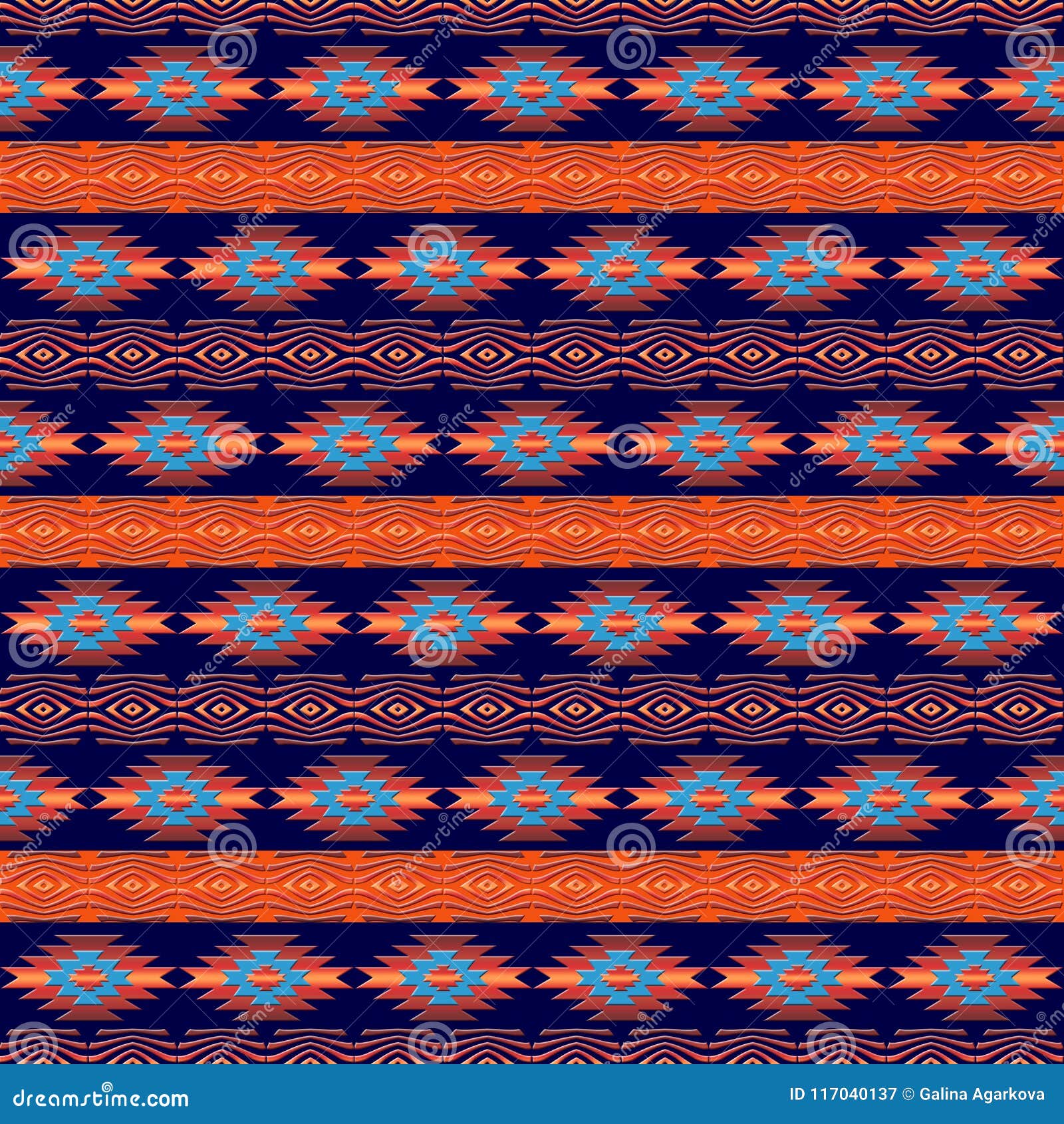 Southwestern Navajo Ethnic Pattern Stock Illustration - Illustration of ...