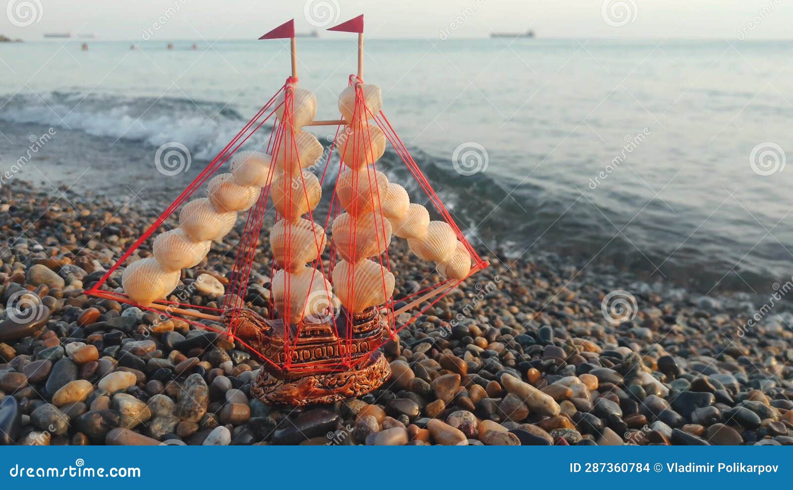 Souvenir Boat Made of Shells on the Seashore Stock Footage - Video of ...